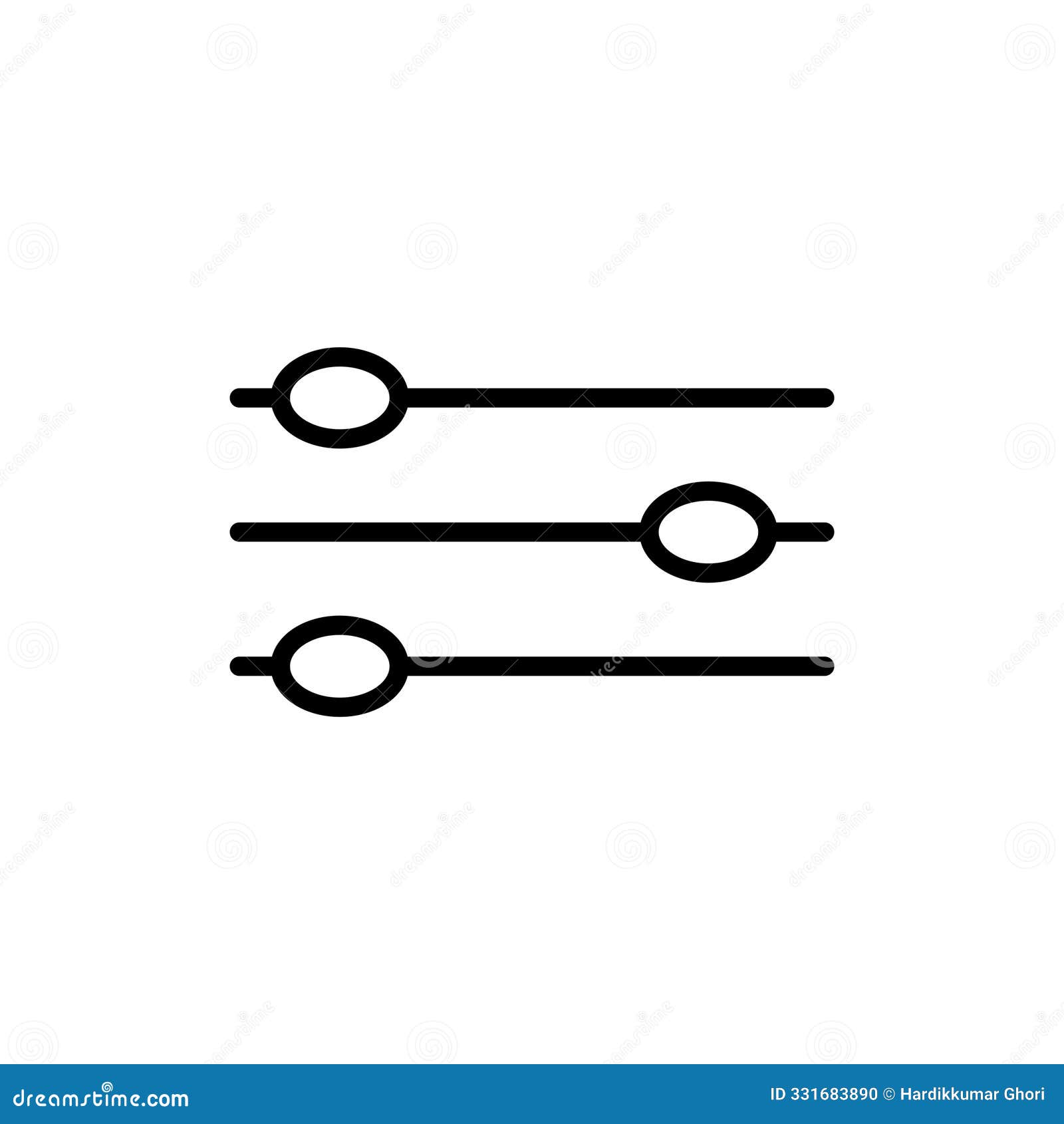 Settings Sliders Icon Set. Adjustment Button Vector Symbol. Interface Filter Icon. Media Music ...