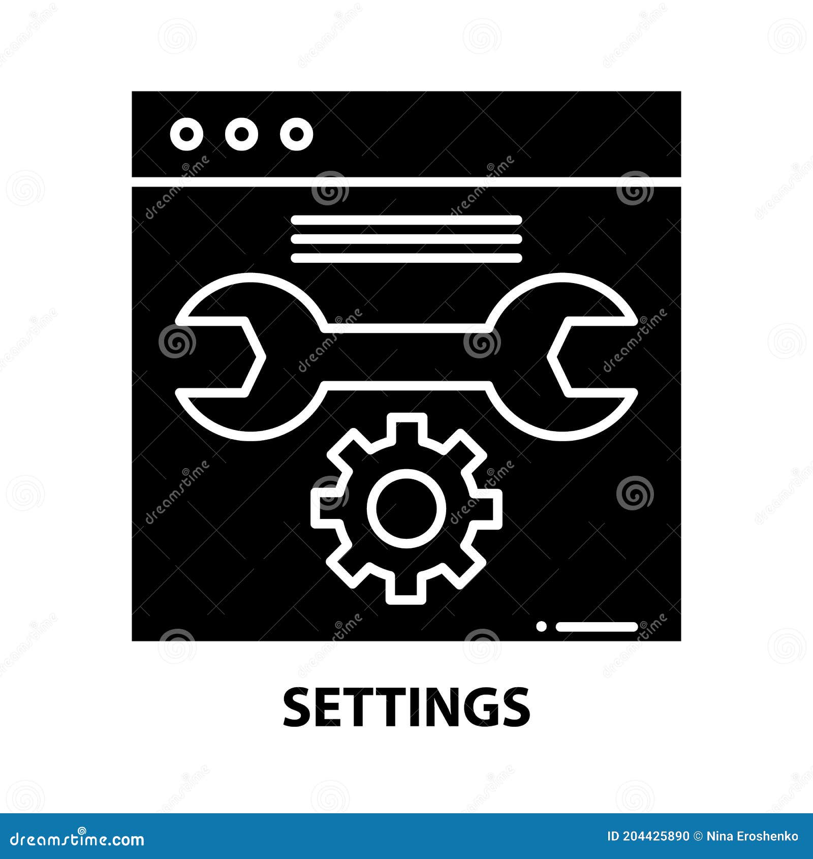 Settings Symbol Icon, Black Vector Sign with Editable Strokes, Concept ...