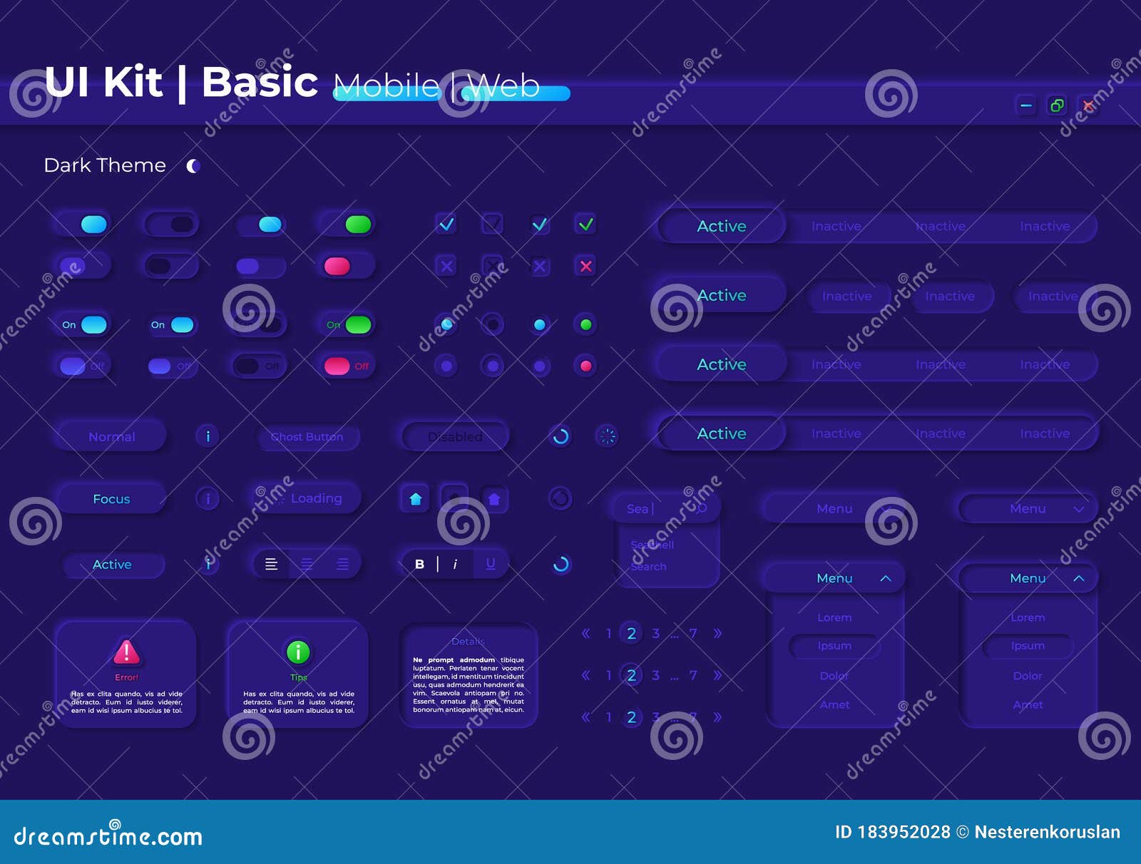 Settings UI elements kit stock vector. Illustration of flat - 183952028 Settings UI elements kit stock vector. Illustration of flat - 183952028