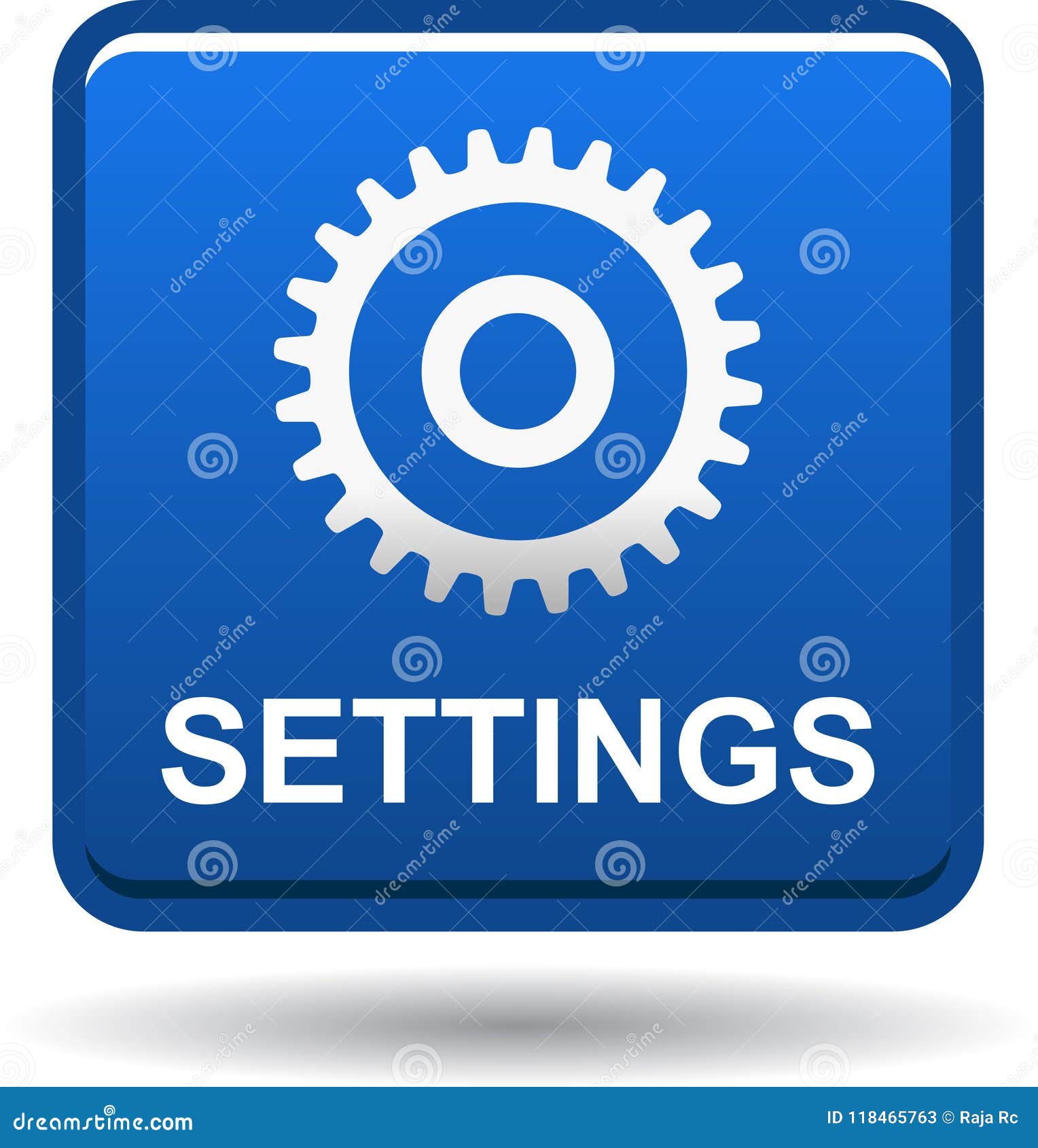 Settings web button blue stock vector. Illustration of icon - 118465763