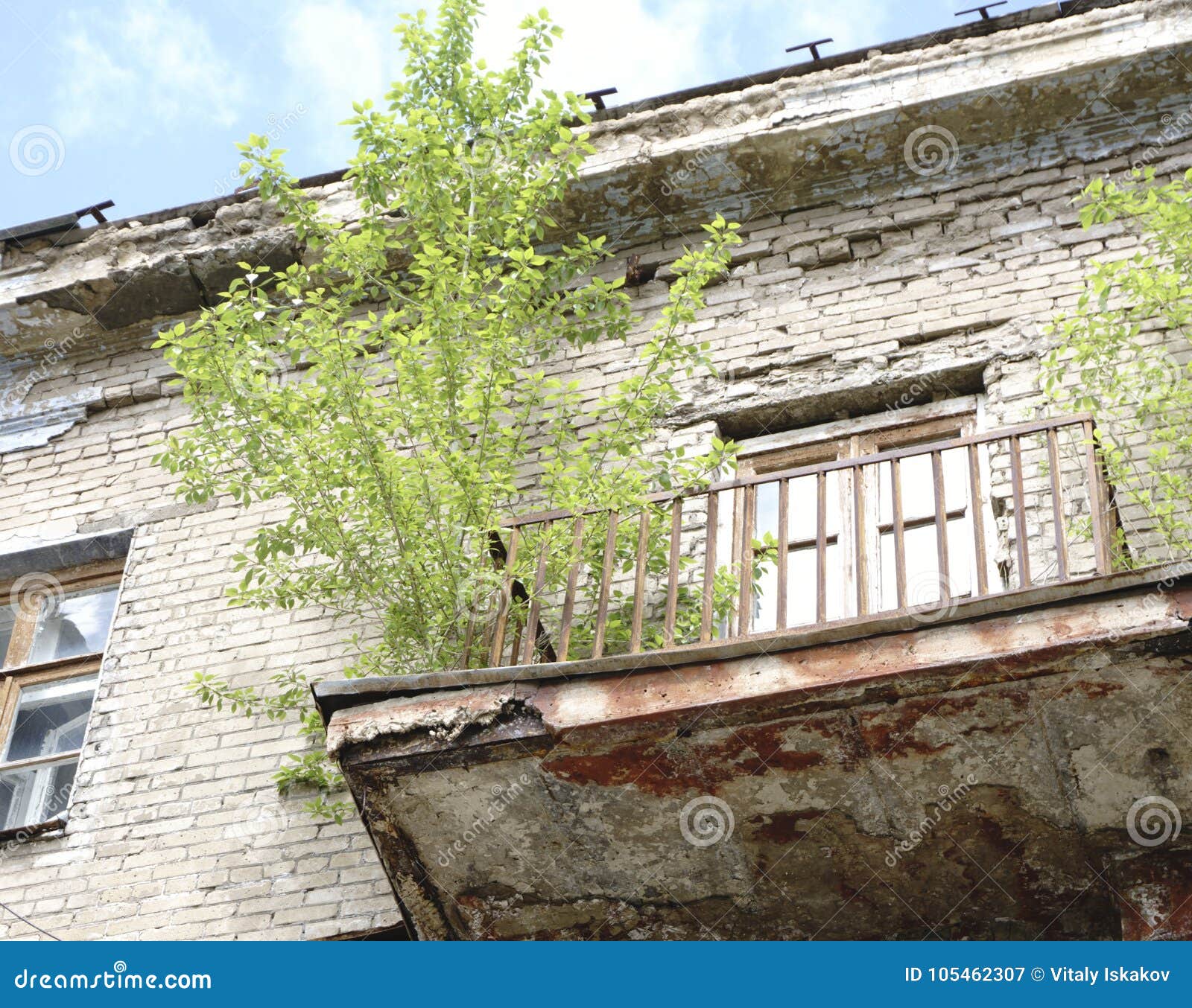 Settled Crumbling Buildings with Broken Windows Stock Image - Image of ...