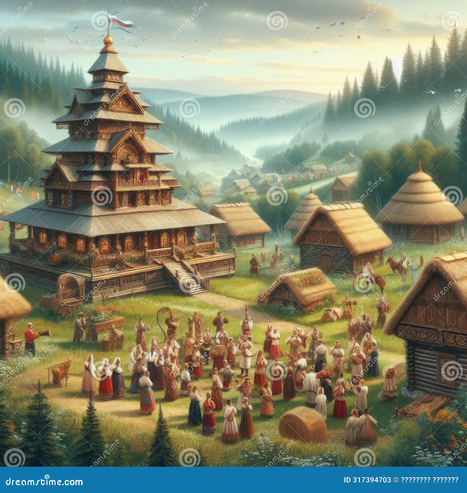 Settlement of the Ancient Slavs Stock Illustration - Illustration of ...
