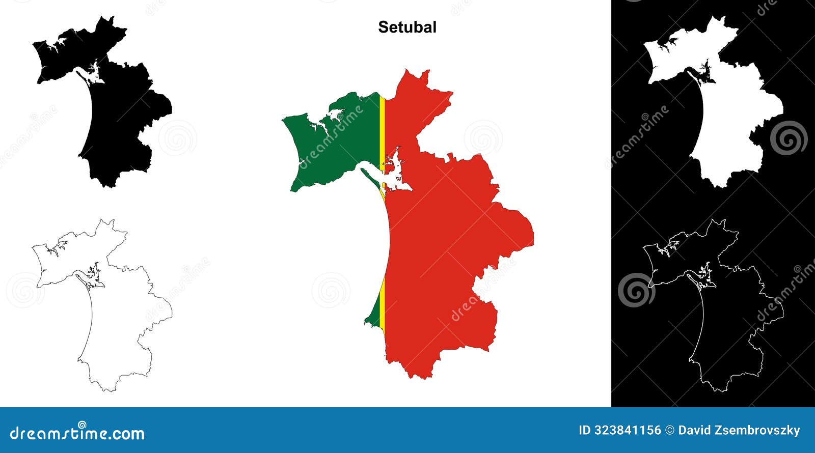 Setubal outline map stock vector. Illustration of setubal - 323841156