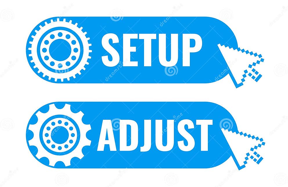 Setup and Adjust Web Buttons Stock Vector - Illustration of update ...