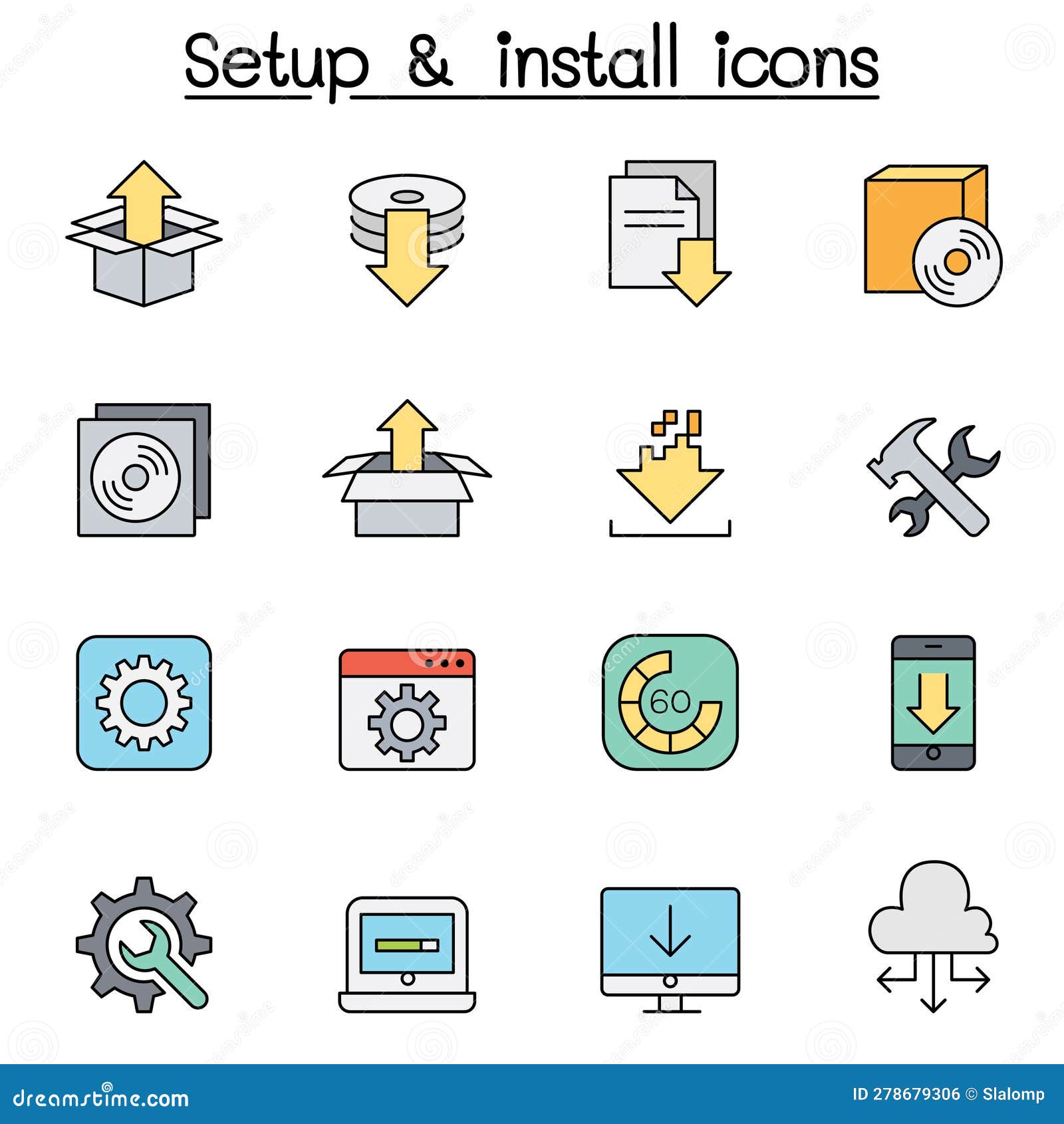 Setup , Configuration, Maintenance & Installation Icon Set Vector ...