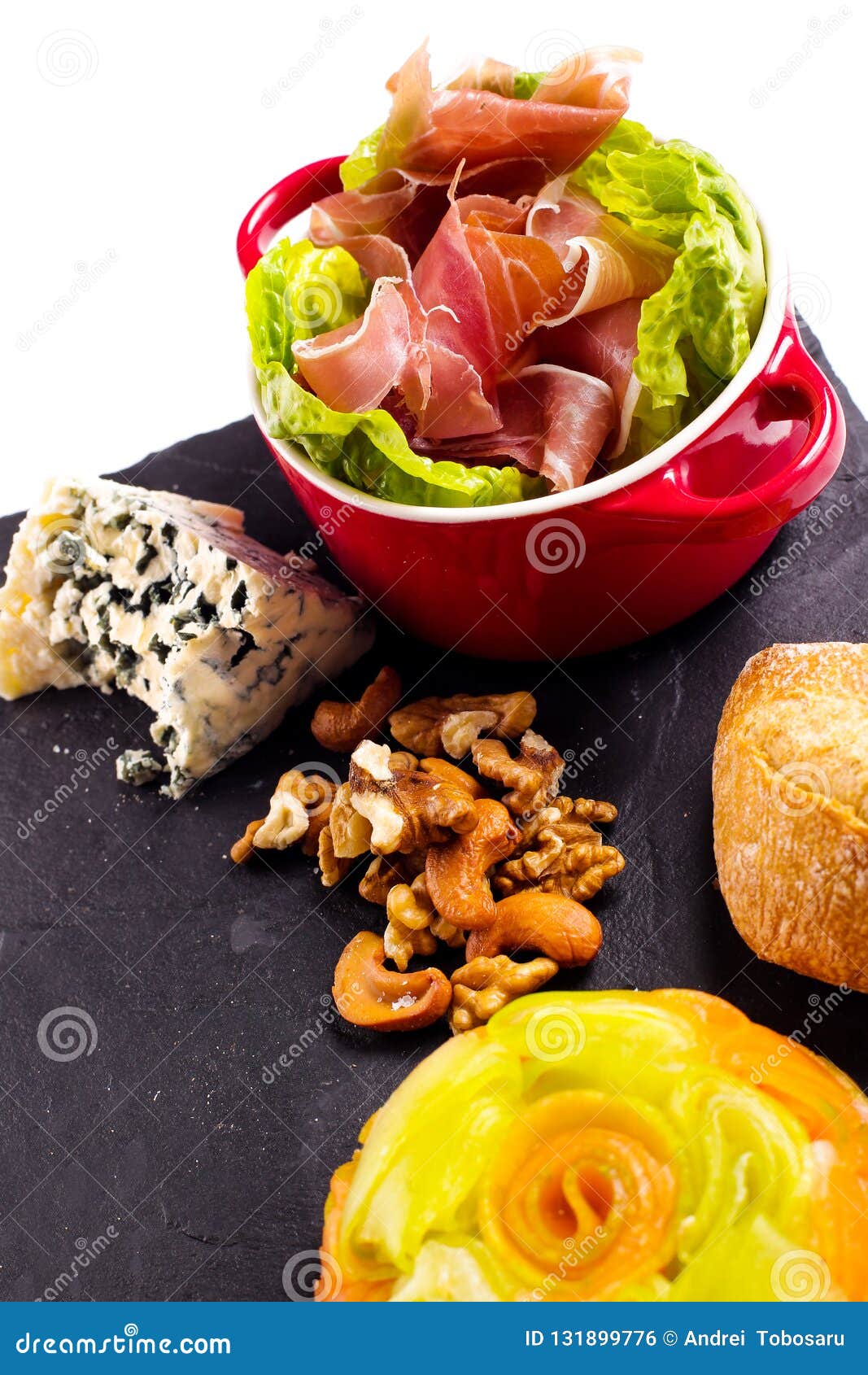 Chese Nuts and Prosciutto stock photo. Image of dinner - 131899776