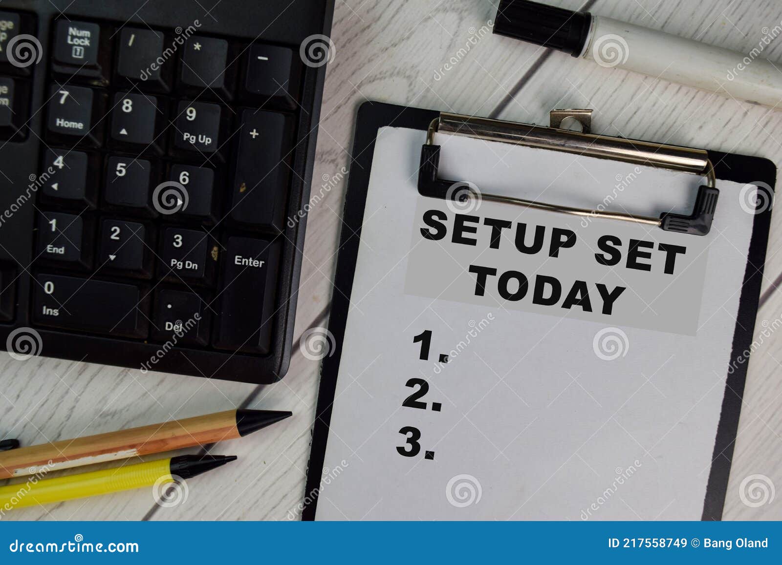 Setup Set Today Write on a Paperwork and Supported by Additional ...