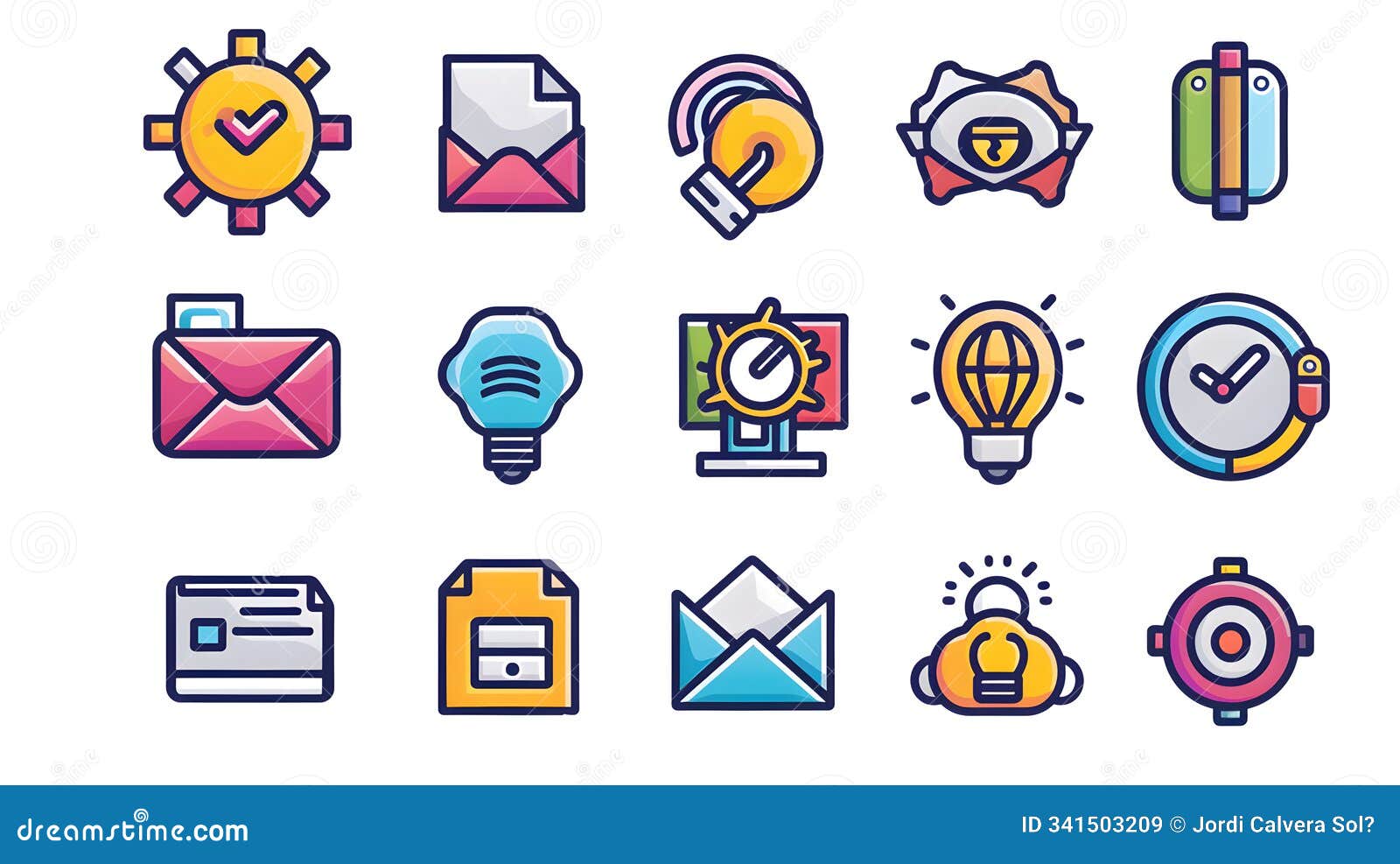 Icons In Two Colors About Approval Cartoon Vector | CartoonDealer.com ...