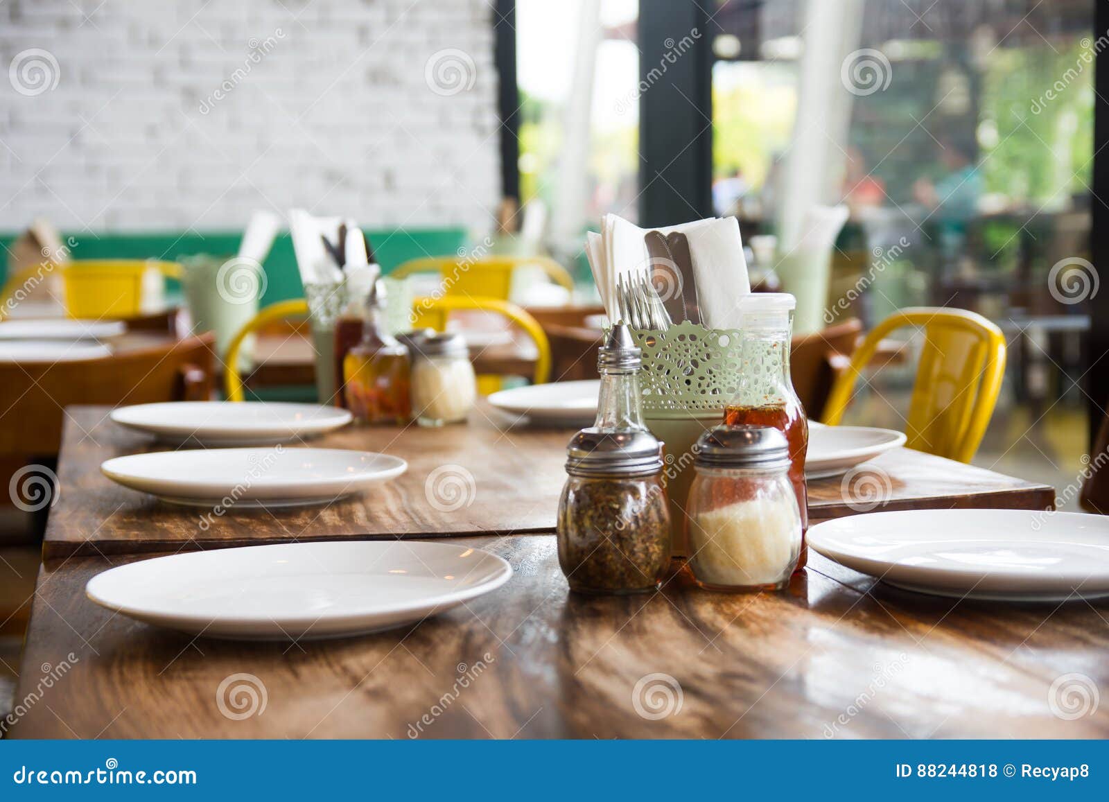 Setup tables stock photo. Image of decor, ribbon, knife - 88244818