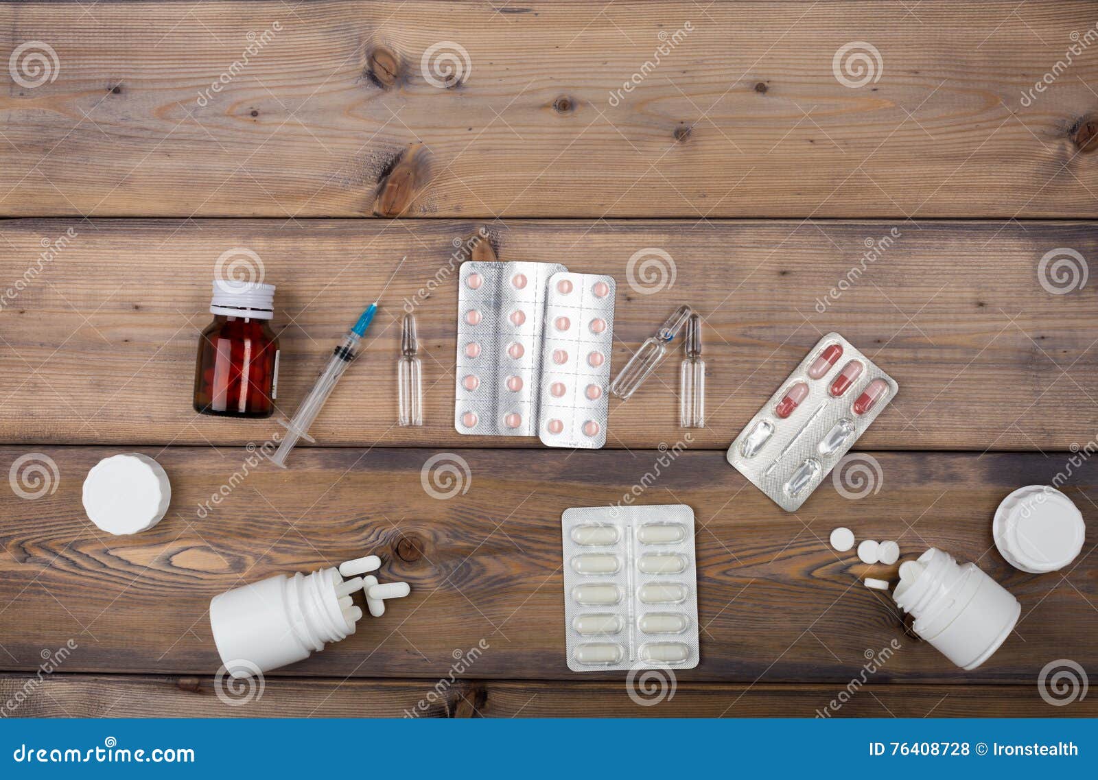 Setup from Various Pill Bottles an Blister Pack Stock Photo - Image of ...
