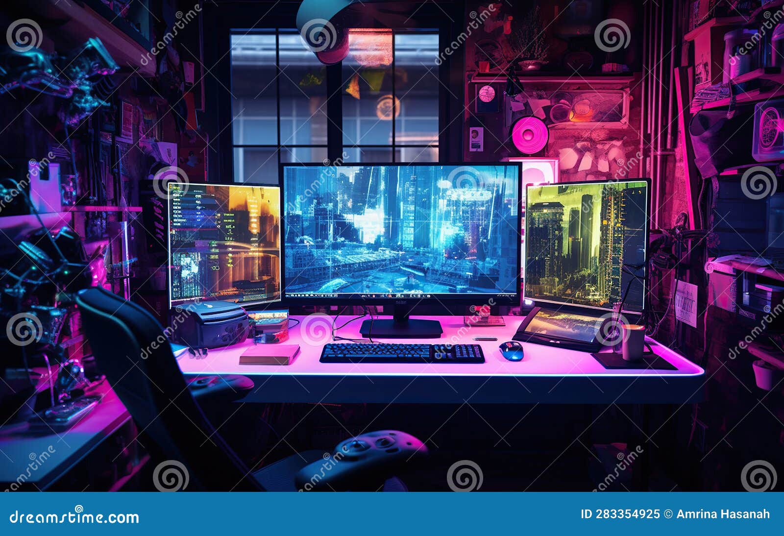 A Setup for Virtual Adventures. Generative Ai Stock Image - Image of ...