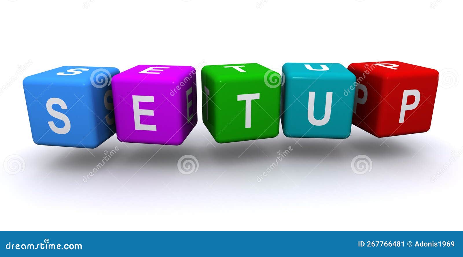 Setup word block on white stock illustration. Illustration of success ...