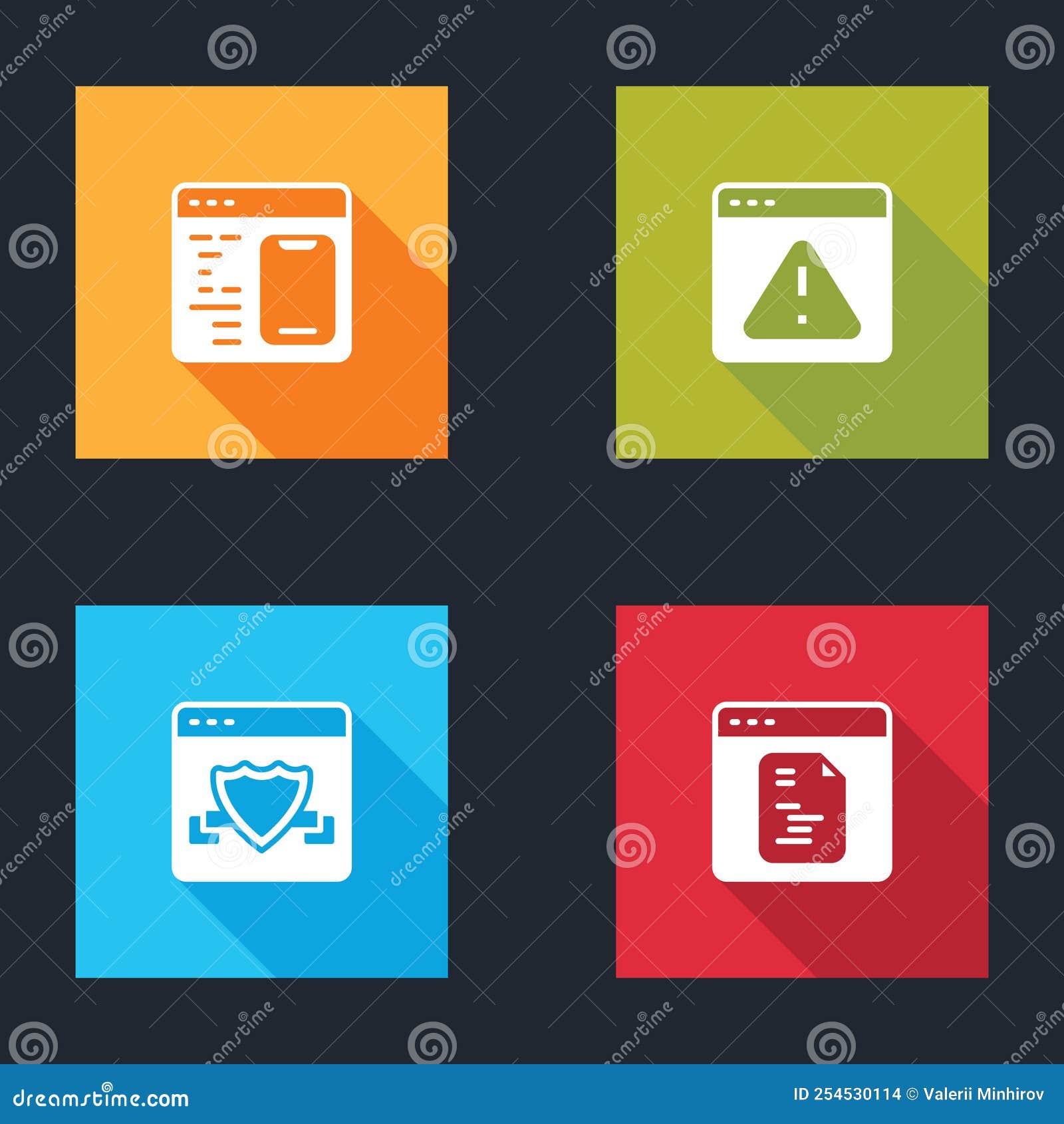 Setzen Sie Den Software-Browser Mit Ausrufezeichen Und Symbol. Vektor Vektor Abbildung ...