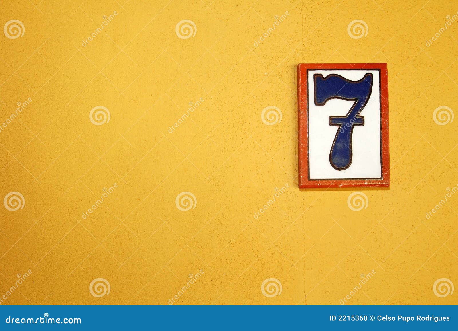 Seven stock photo. Image of yellow, number, wall, luck - 2215360