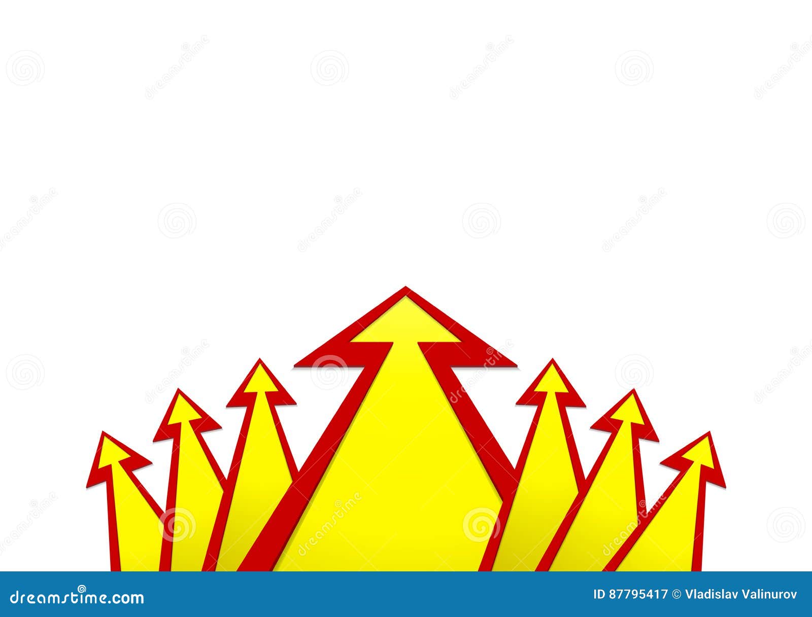 Seven Arrows with Red Stroke on White Background Stock Illustration ...