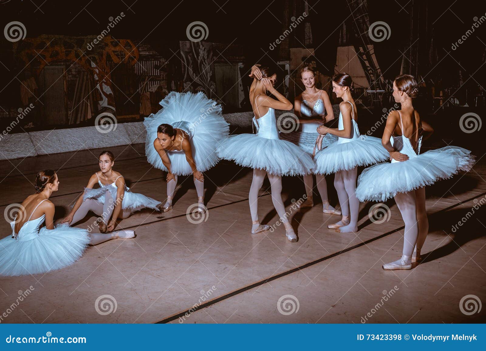 The Seven Ballerinas Behind the Scenes of Theater Stock Photo - Image ...