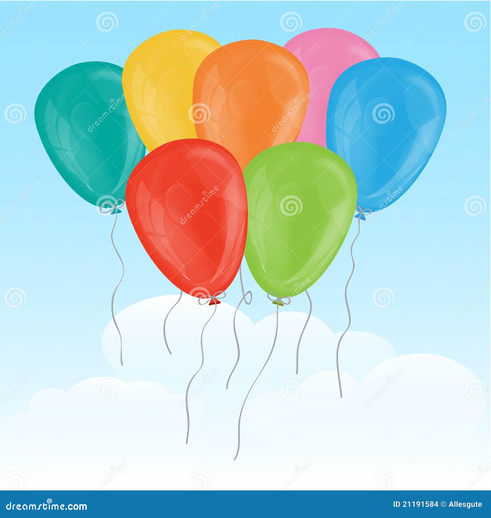 Seven Balloons stock illustration. Illustration of blue - 21191584
