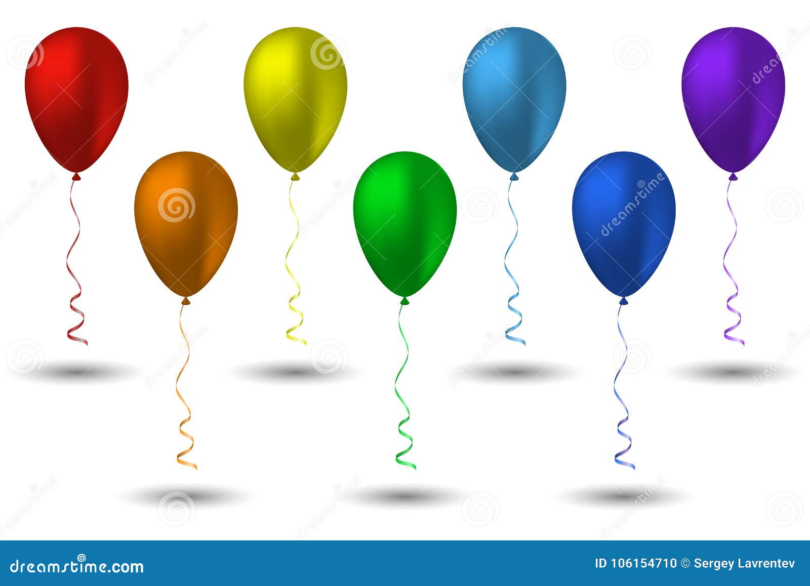 Seven Balloons in the Colors of the Rainbow Stock Vector - Illustration ...