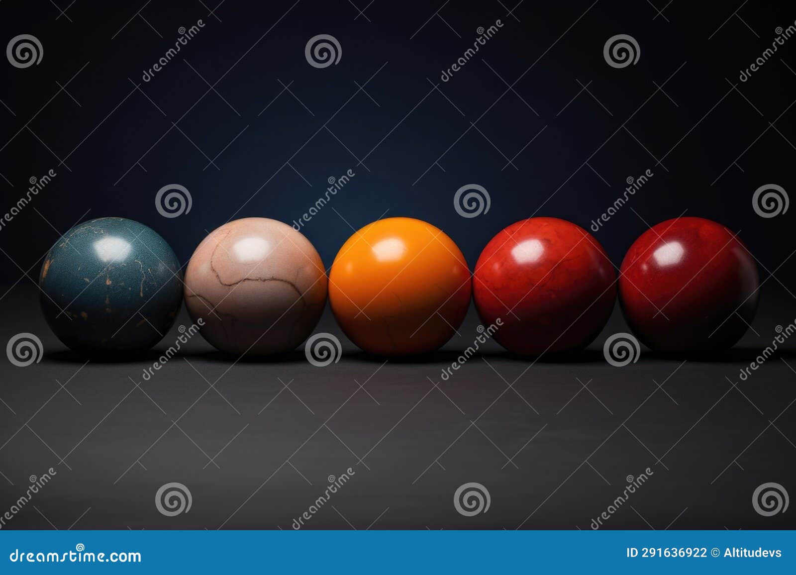 Seven Balls, Same Size, Six Same Color, One Different Stock Photo ...