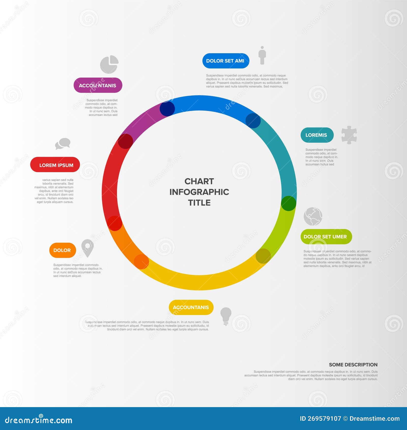 Seven Blocks Pie Chart Multipurpose Infographic Template Stock Vector ...