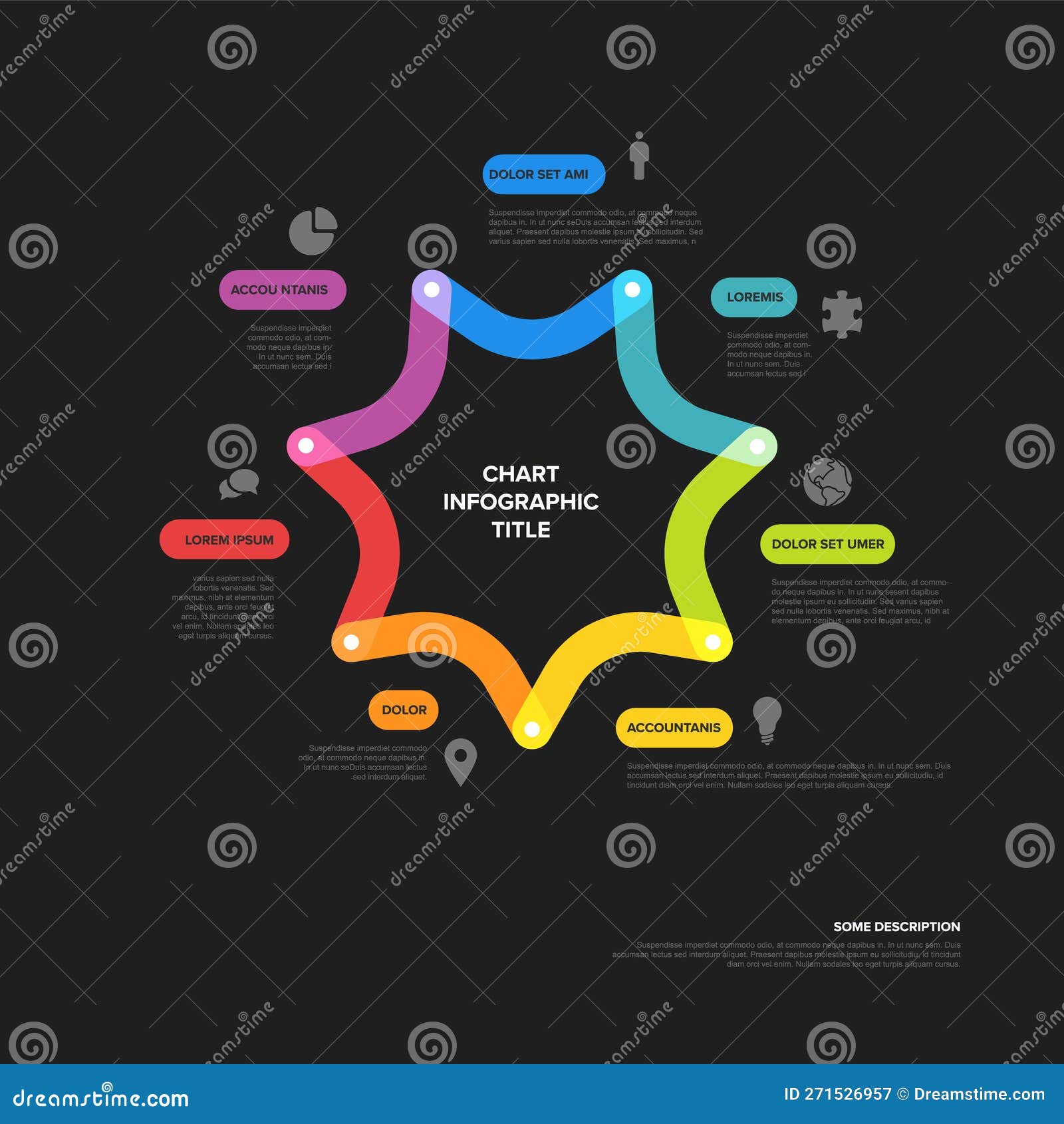 Seven Blocks Star Multipurpose Infographic Template Dark Version Stock ... Seven Blocks Star Multipurpose Infographic Template Dark Version Stock ...