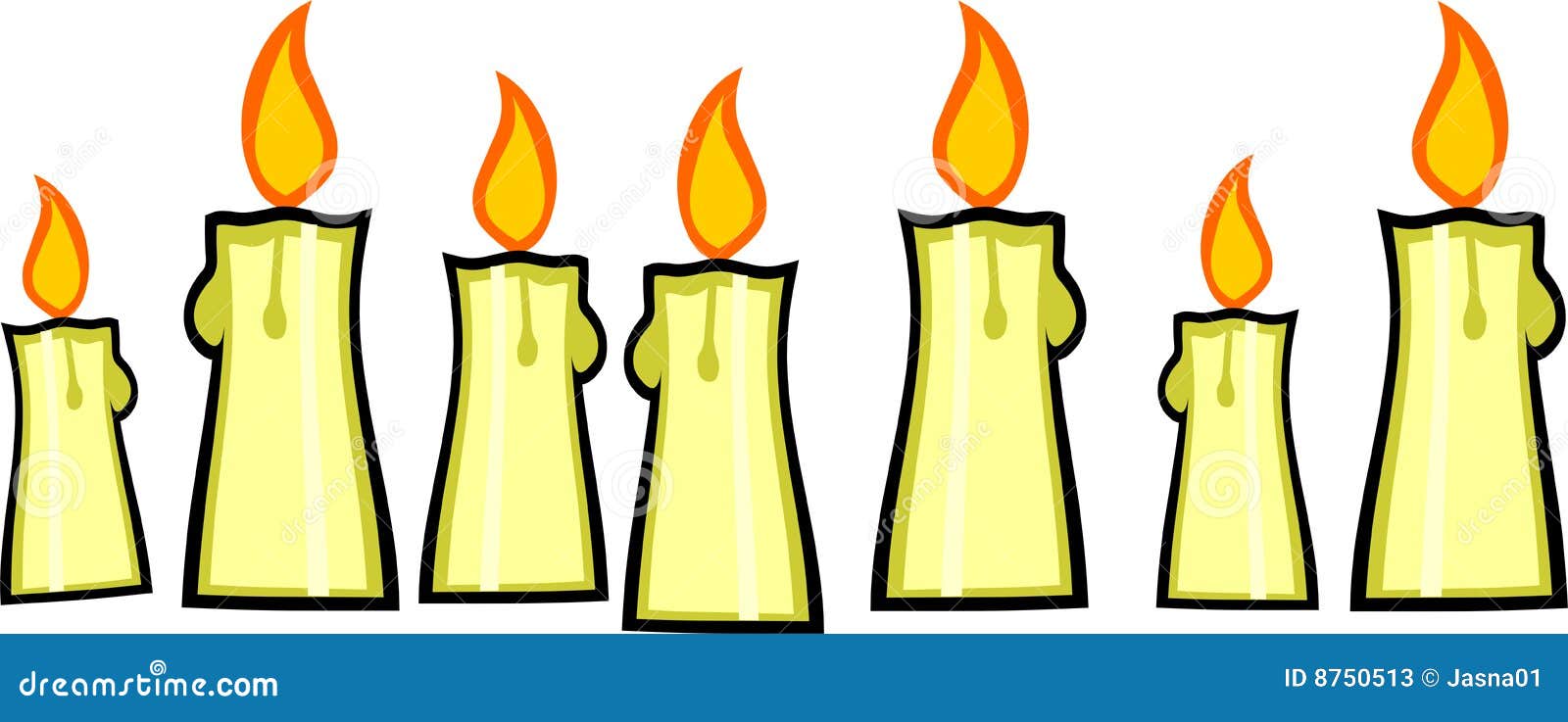 Seven burning candles stock illustration. Illustration of contour - 8750513