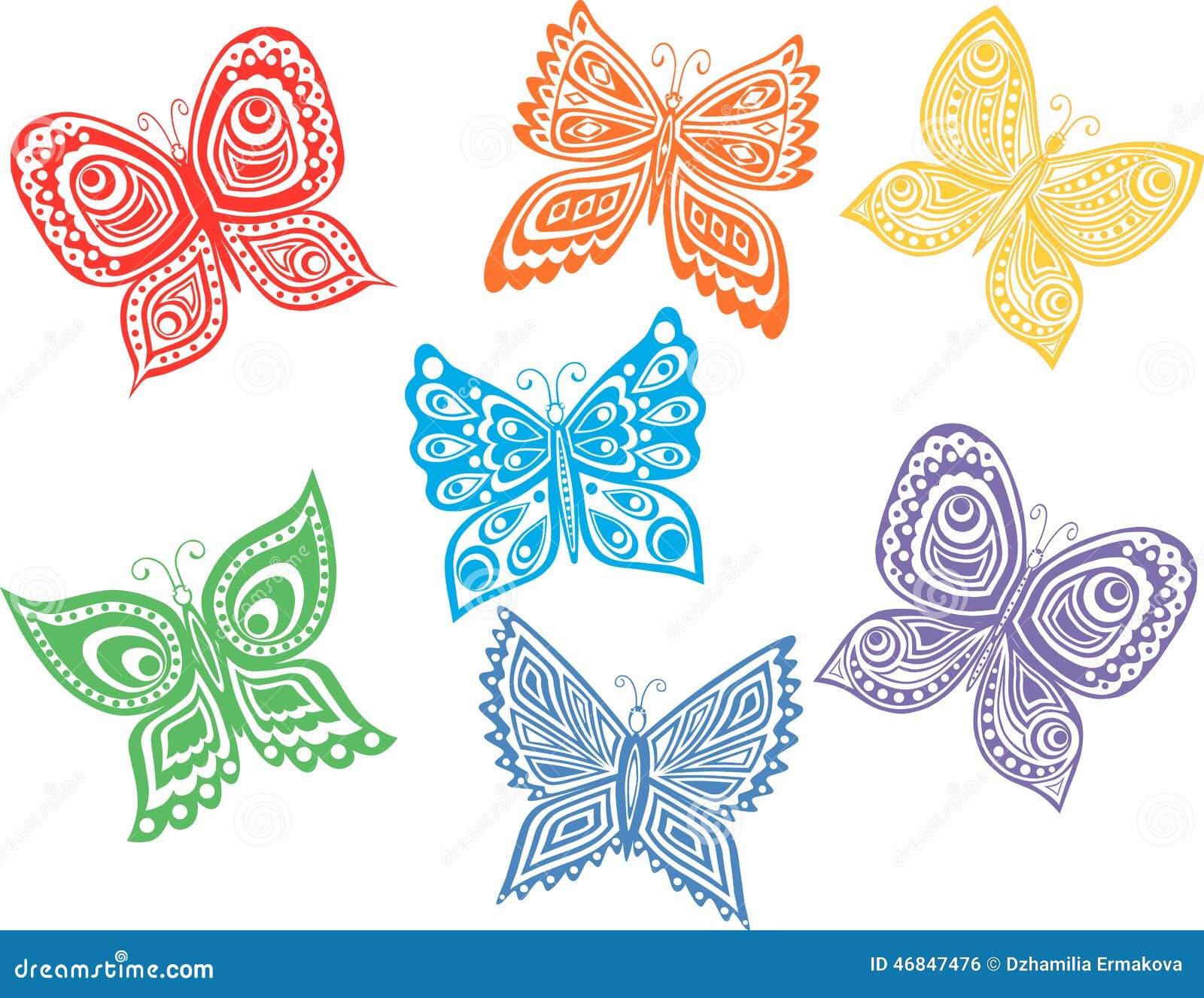 Seven butterflies stock vector. Illustration of abstract - 46847476