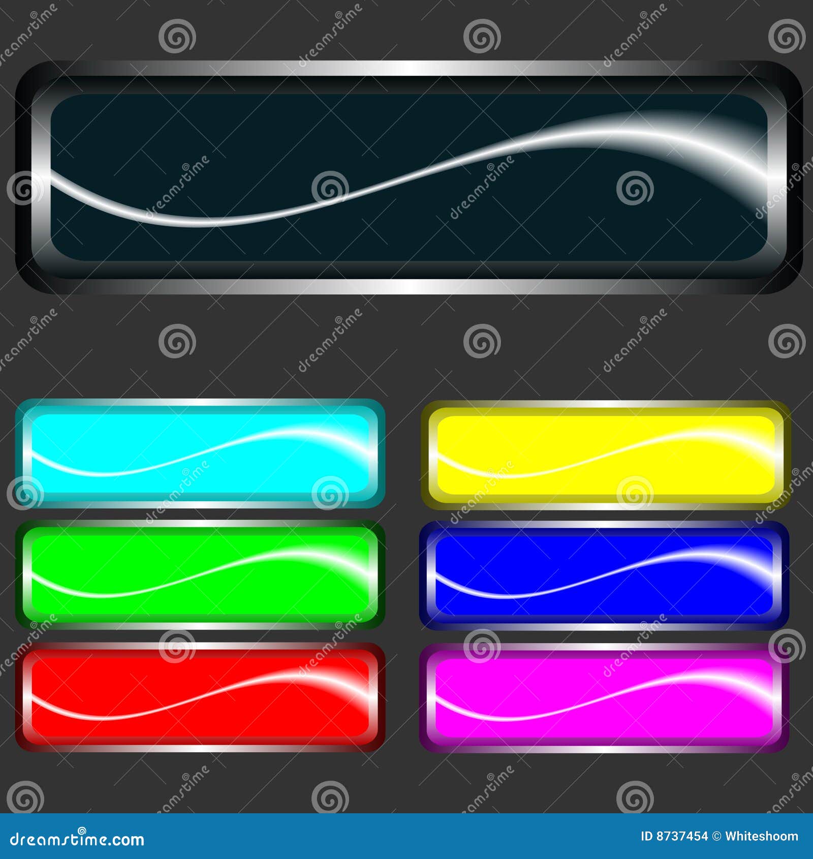 Seven Buttons with a White Wave Stock Vector - Illustration of liquid ...