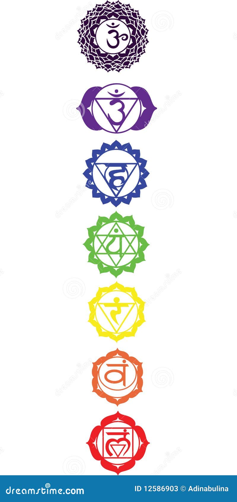 The seven chakras stock vector. Illustration of chakra - 12586903