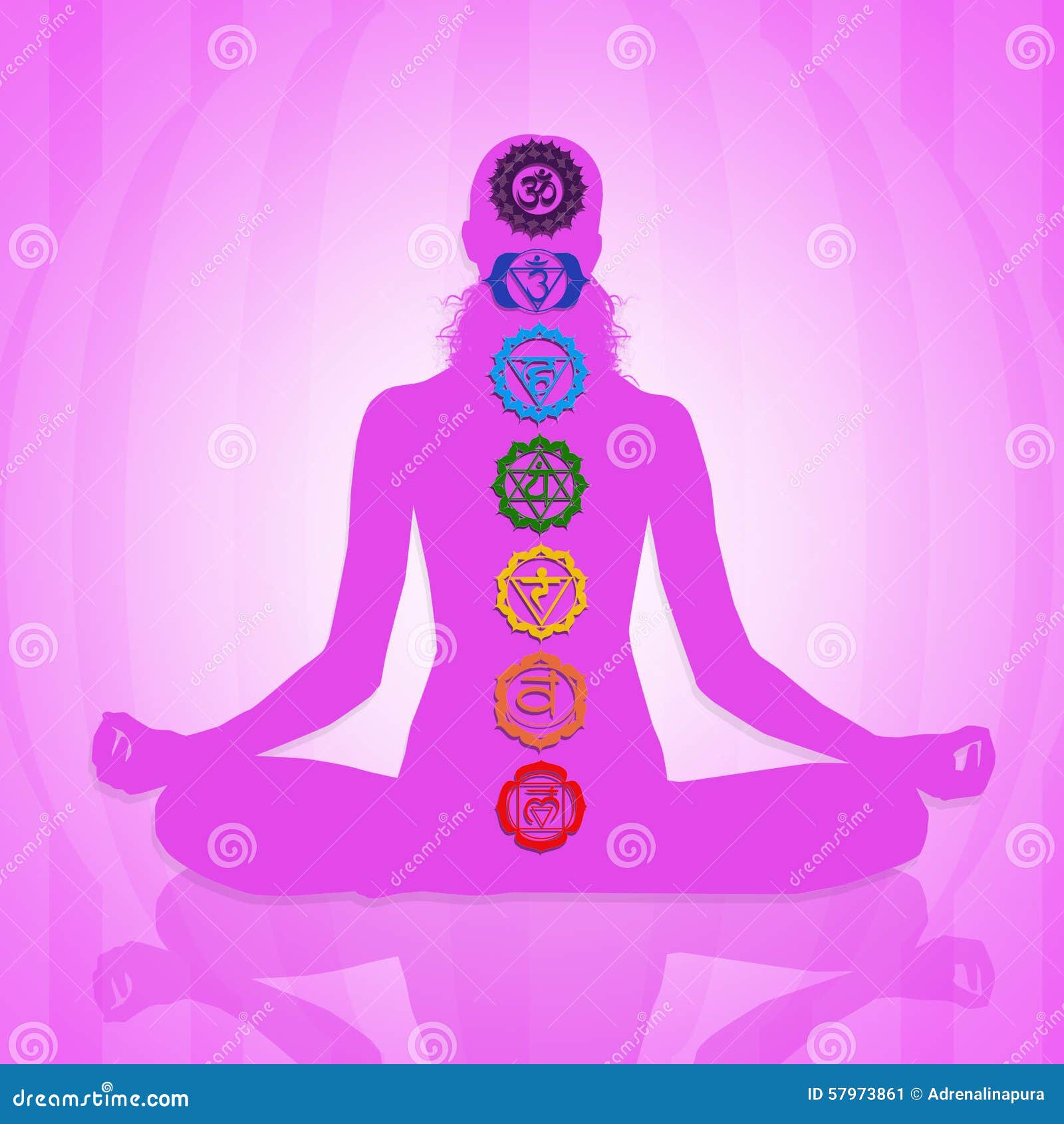 Seven Chakras stock illustration. Illustration of silhouette - 57973861