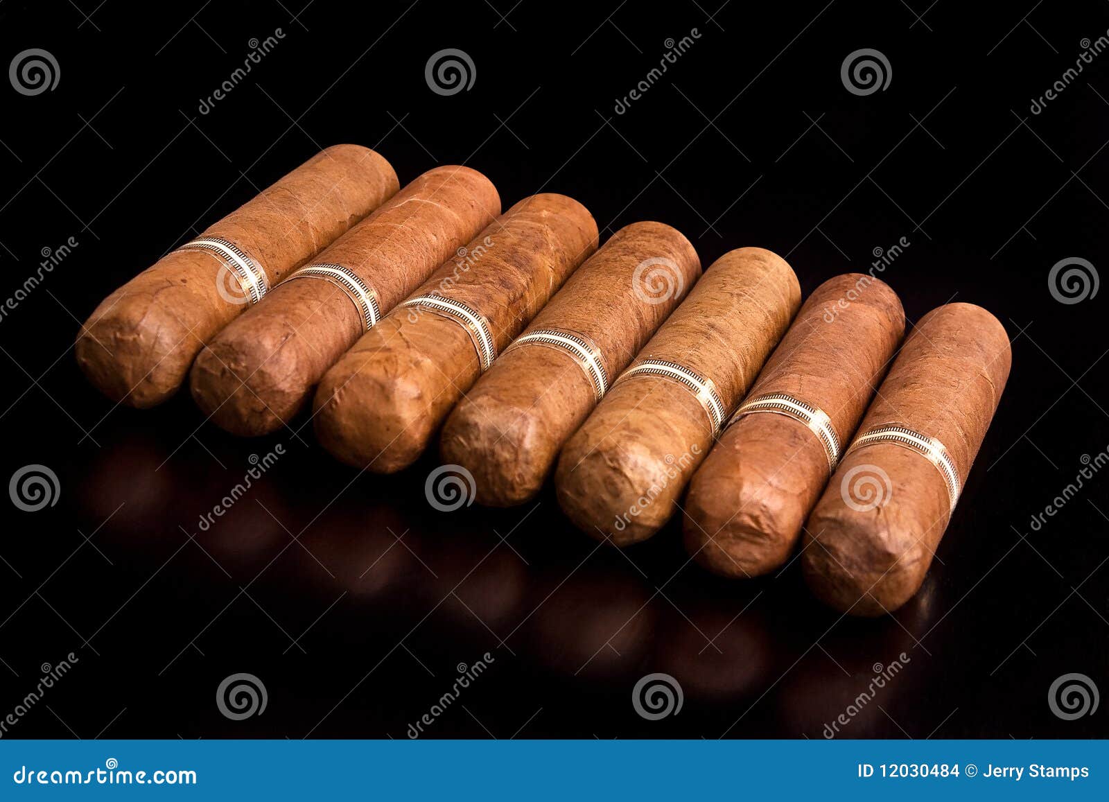 Seven Cigars on Reflective Surface Stock Photo - Image of cancer ...