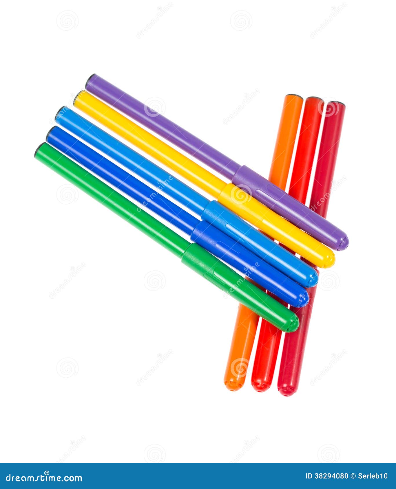 Seven Colored Felt Pensisolated on White Background Stock Photo - Image ...