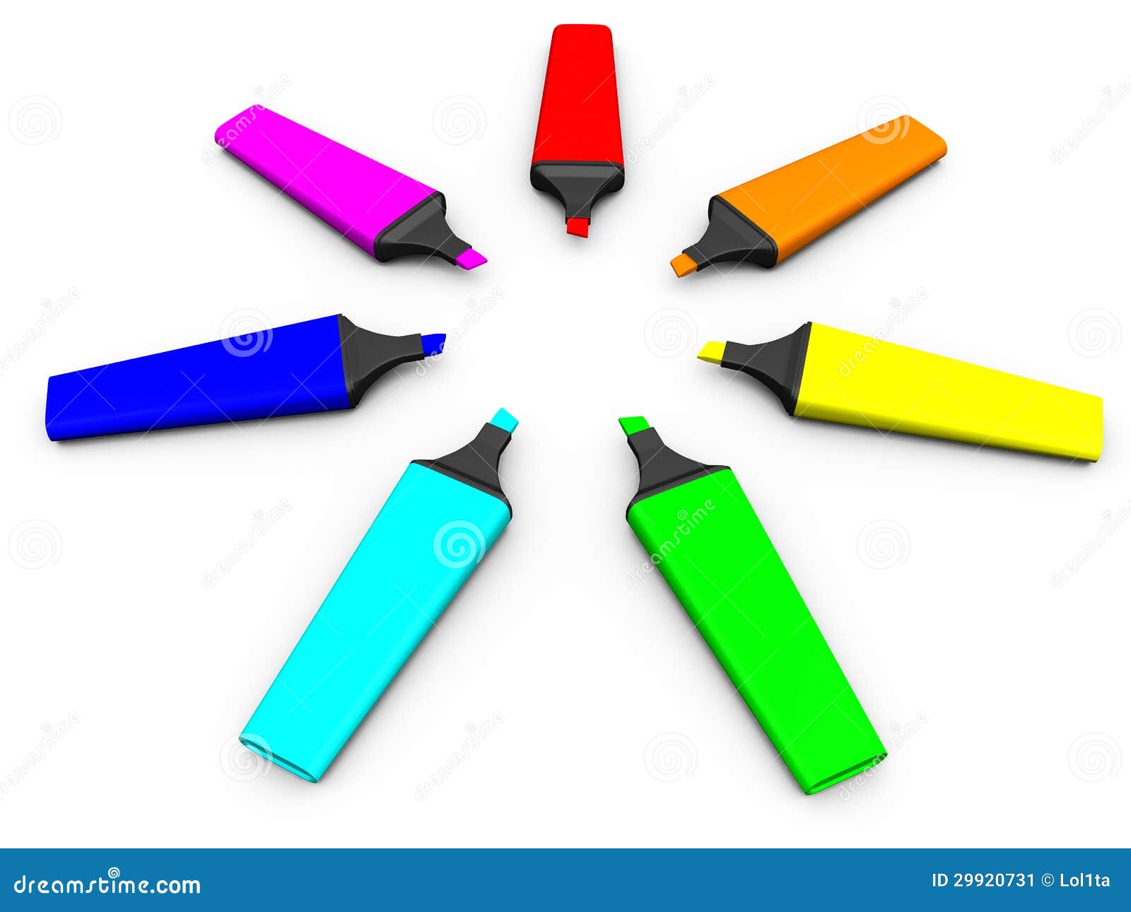 Seven colored marker stock illustration. Illustration of felt - 29920731