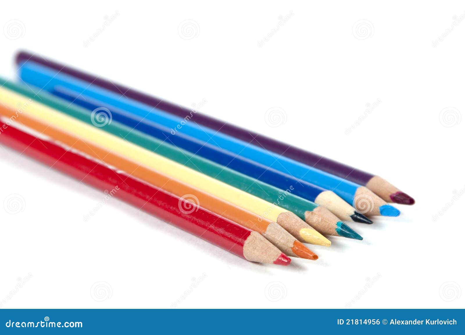 Seven colored pencils stock photo. Image of blue, green - 21814956