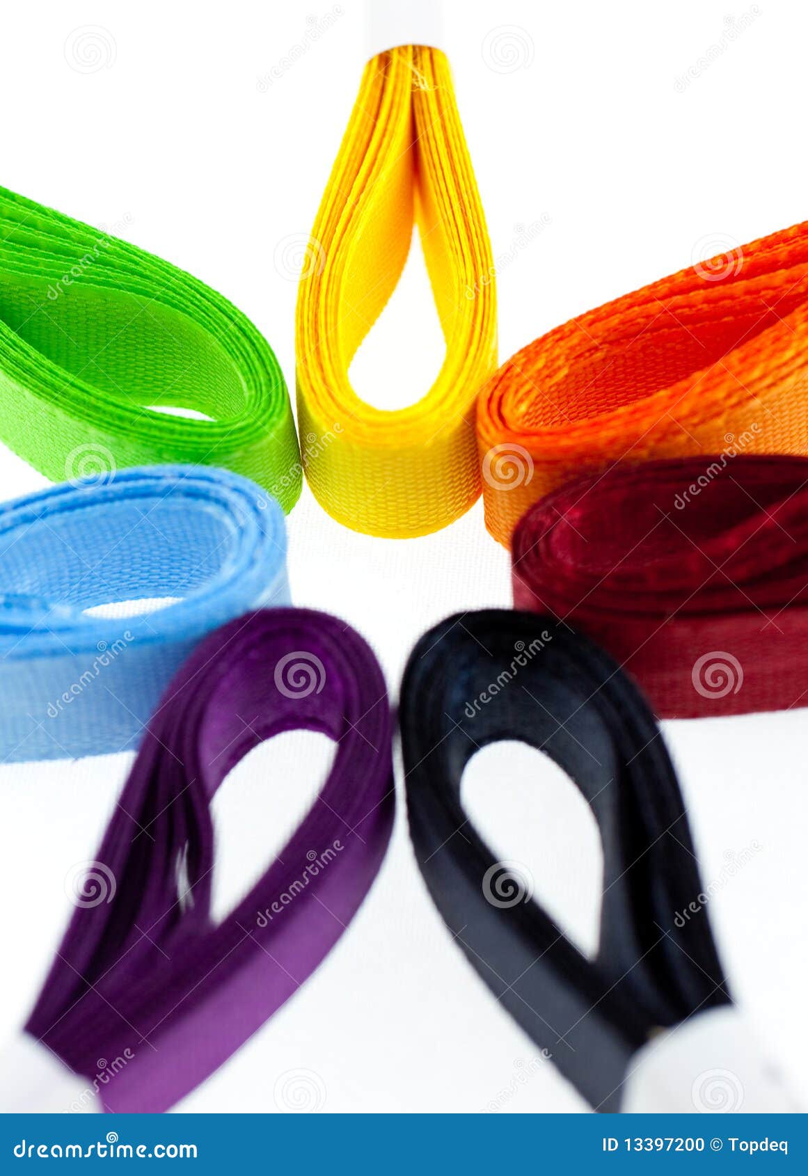 Seven colored ribbons stock photo. Image of color, curve - 13397200