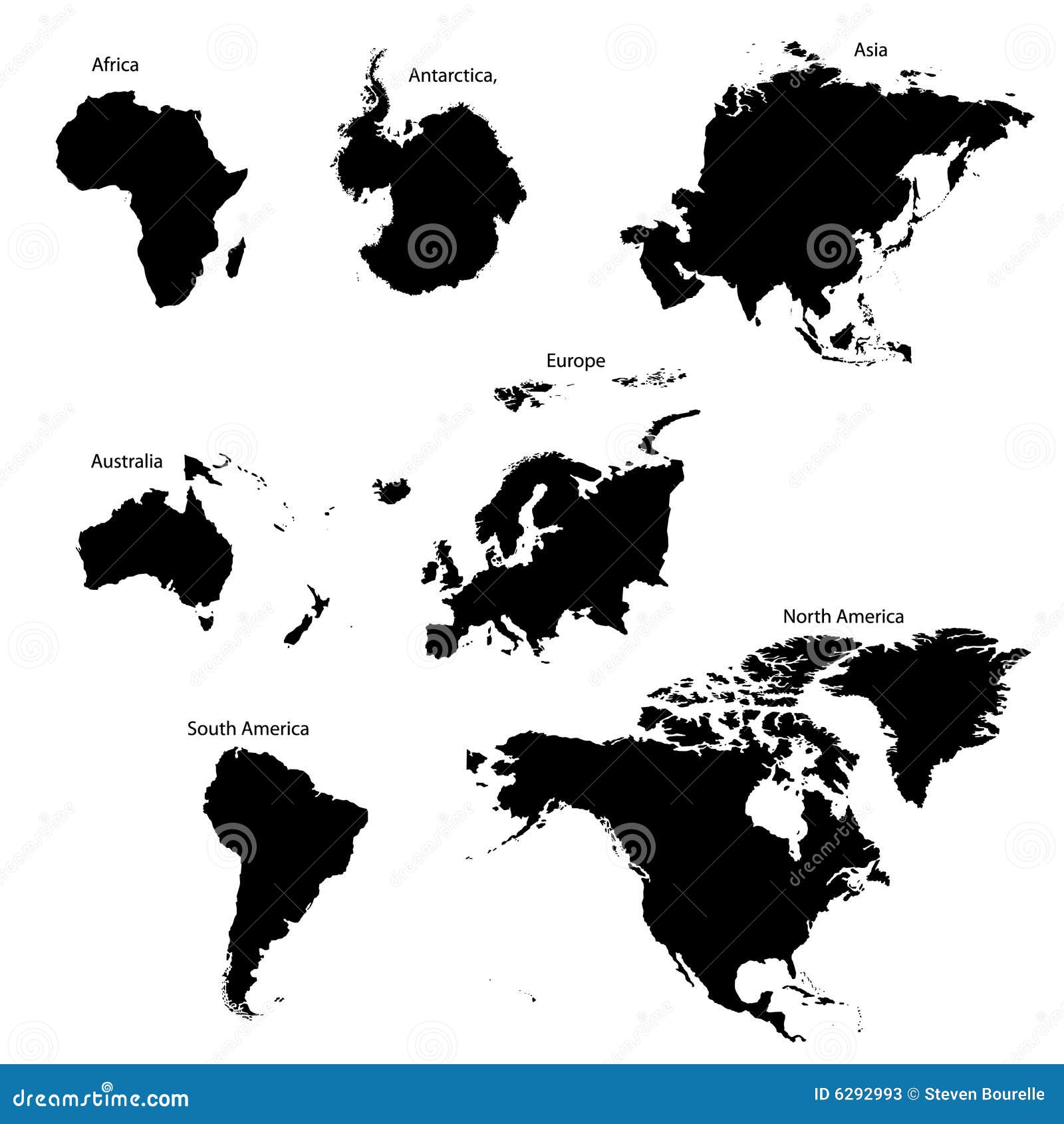 Seven Continents stock vector. Illustration of political - 6292993