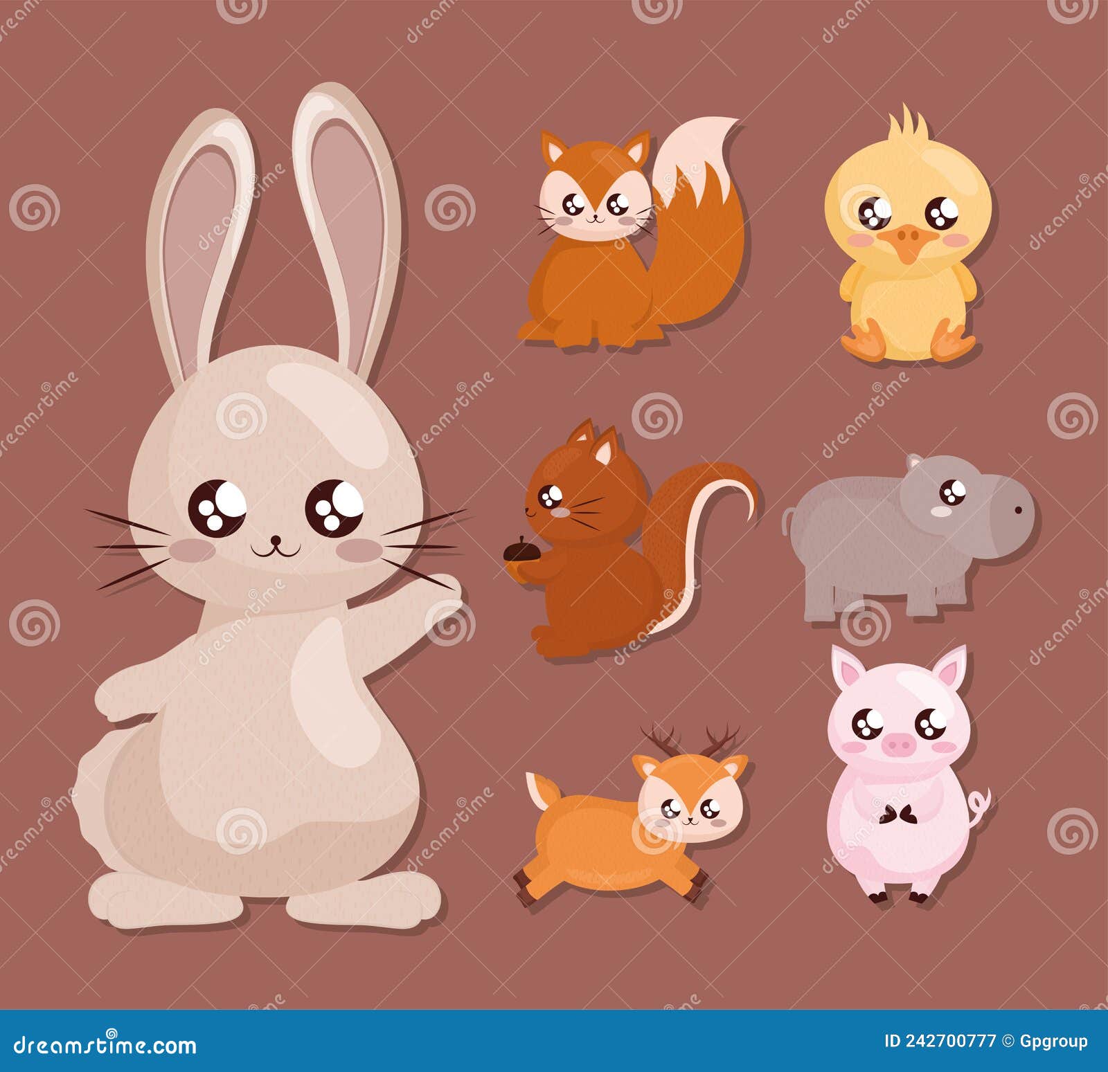 Seven cute animals stock vector. Illustration of reindeer - 242700777