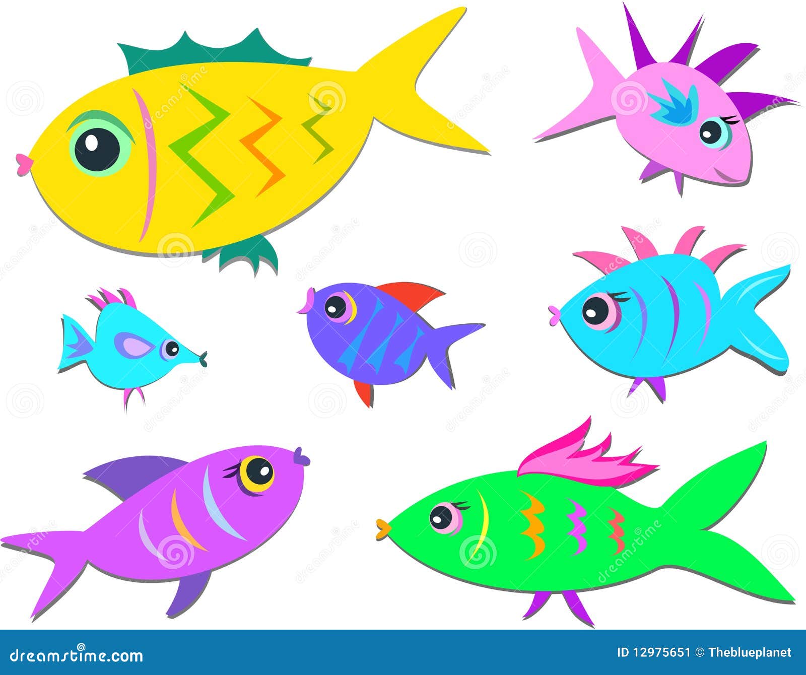 Seven Cute Fish stock vector. Illustration of tail, fish - 12975651