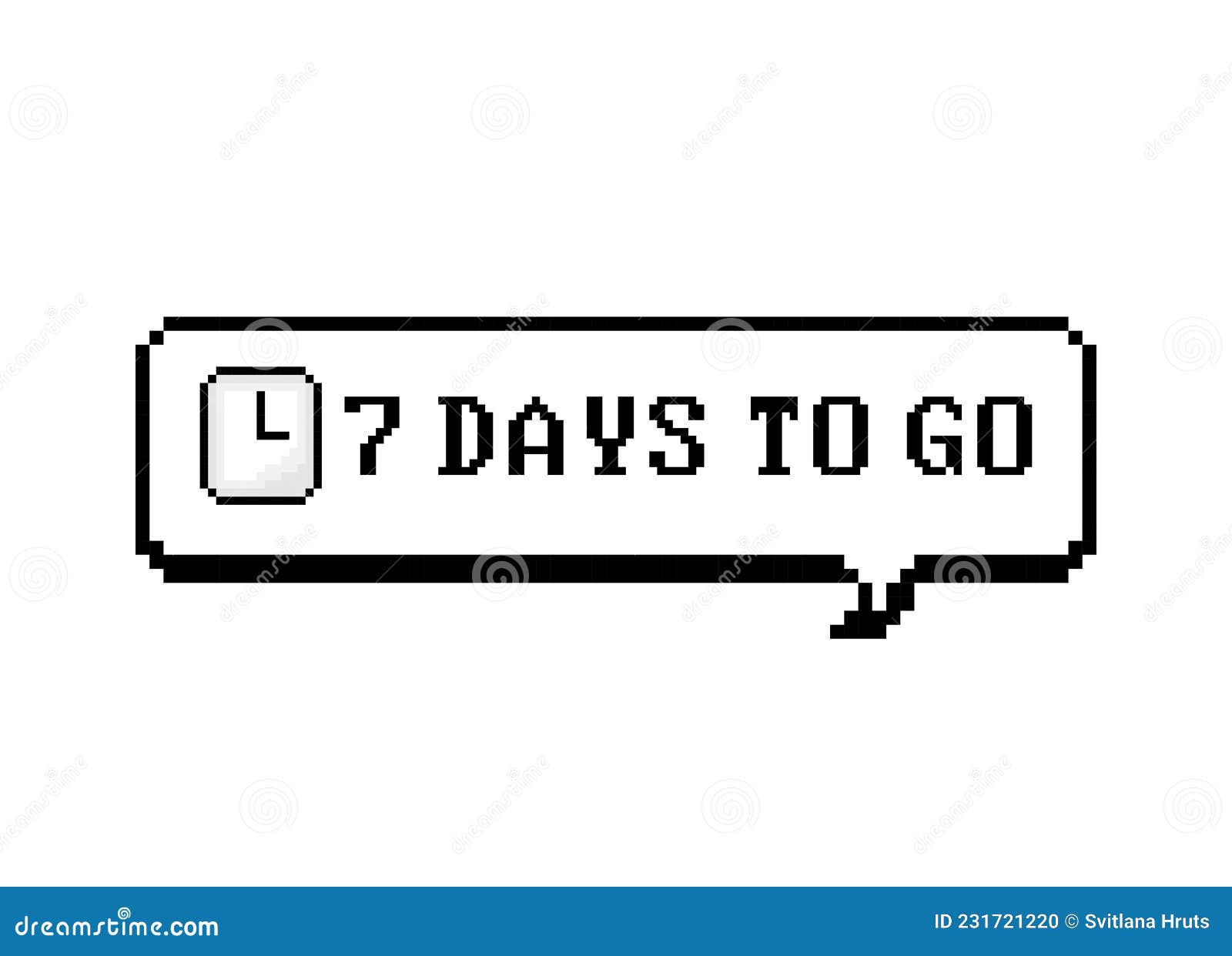 Seven Days Countdown Go in Speech Bubble. Pixel Design. Vector ...
