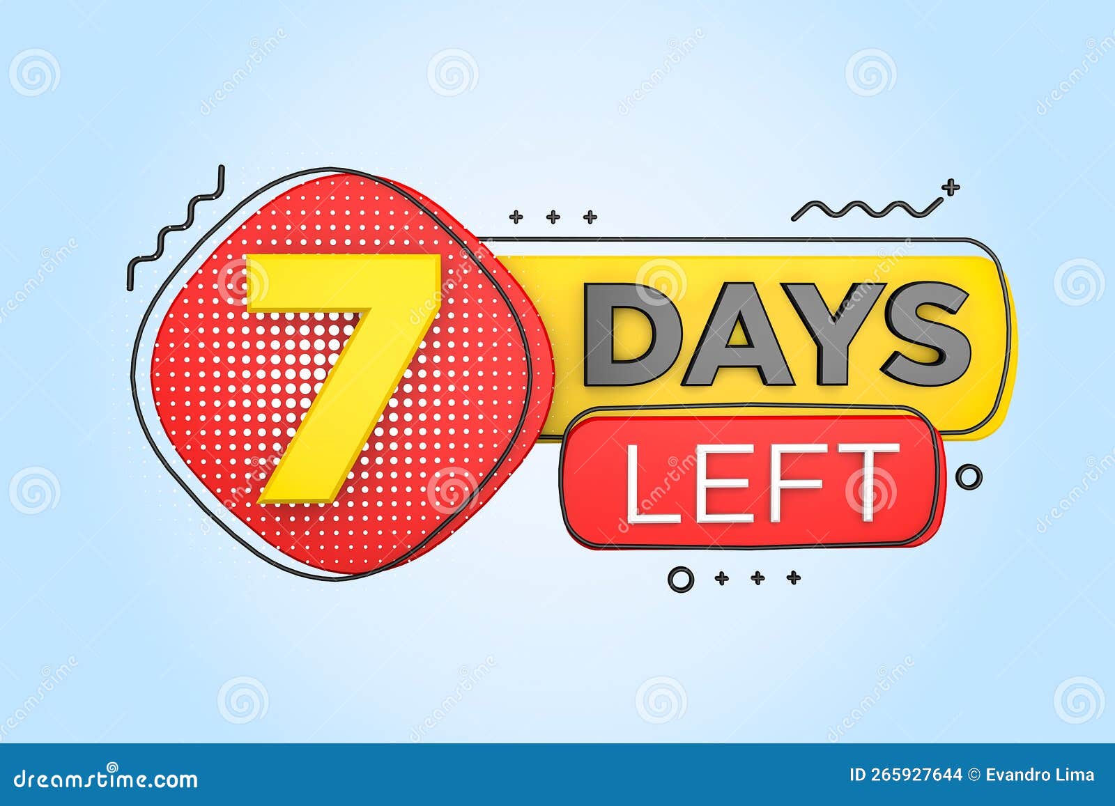 Seven Days Left. Left Days Countdown Banner in 3D. Sales Time Count ...