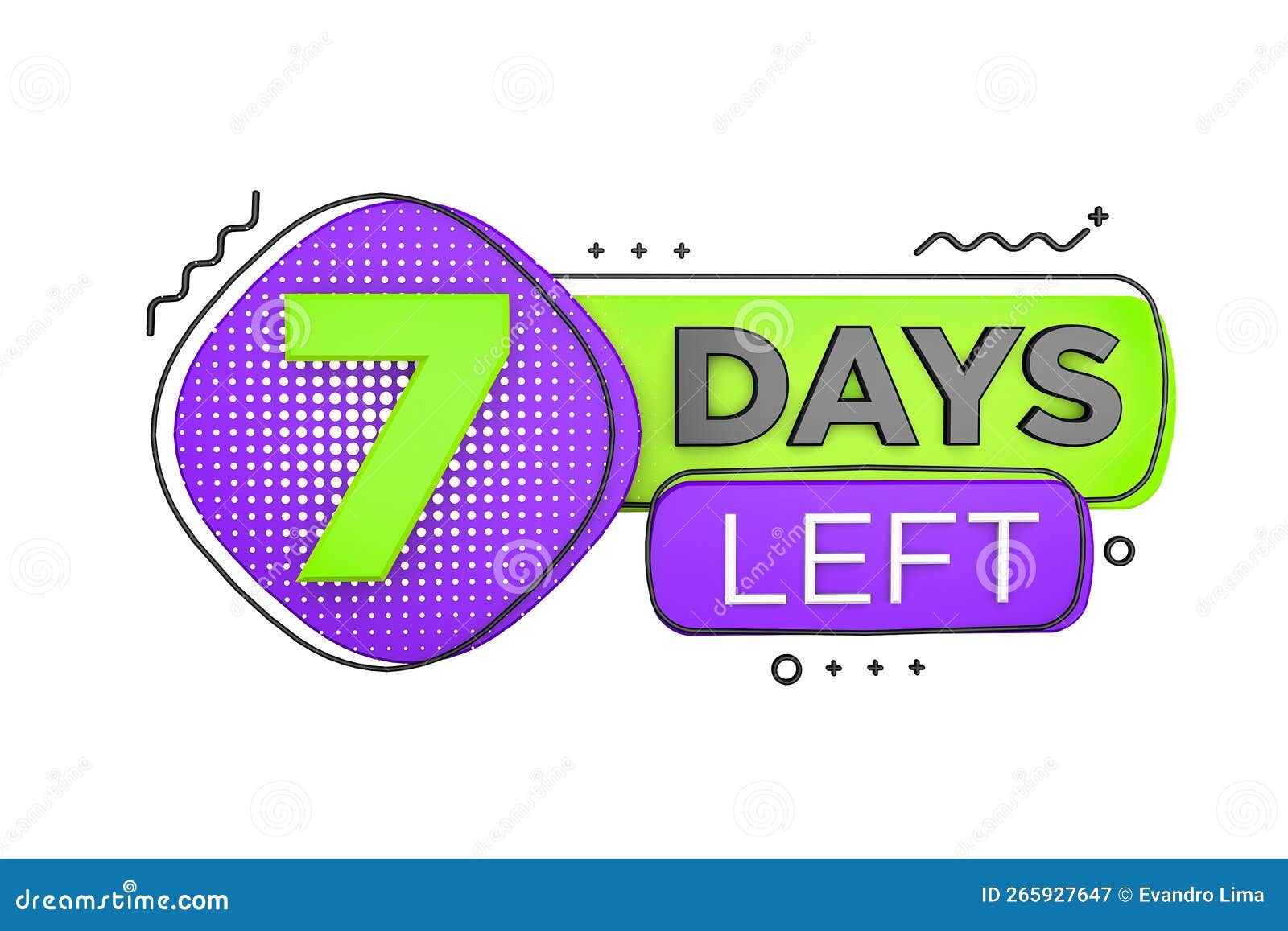 Seven Days Left. Left Days Countdown Banner in 3D. Sales Time Count ...