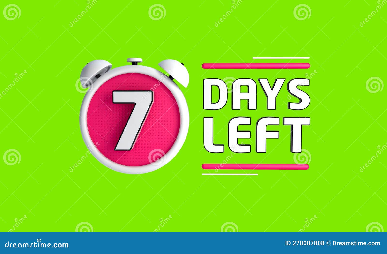 Seven Days Left. Left Days Countdown Banner in 3D. Sales Time Count ...