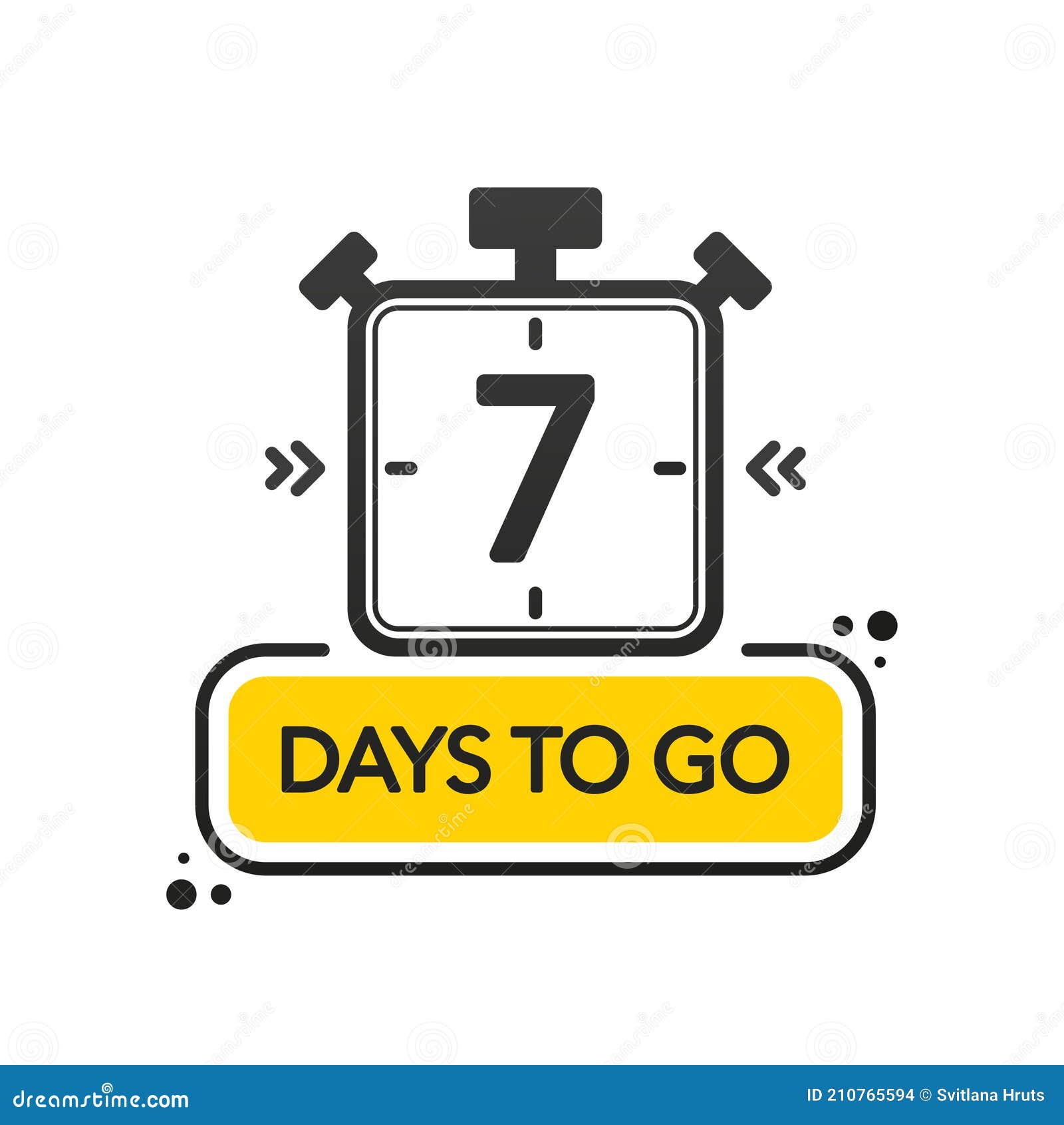 Seven Days To Go. Flat Style on White Background. Countdown Timer ...