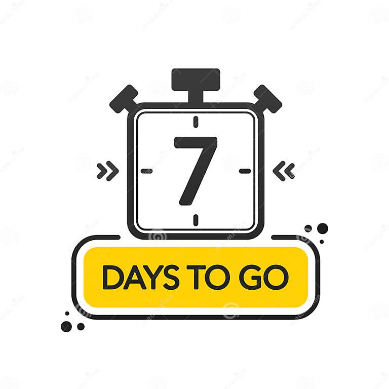 Seven Days To Go. Flat Style on White Background. Countdown Timer ...
