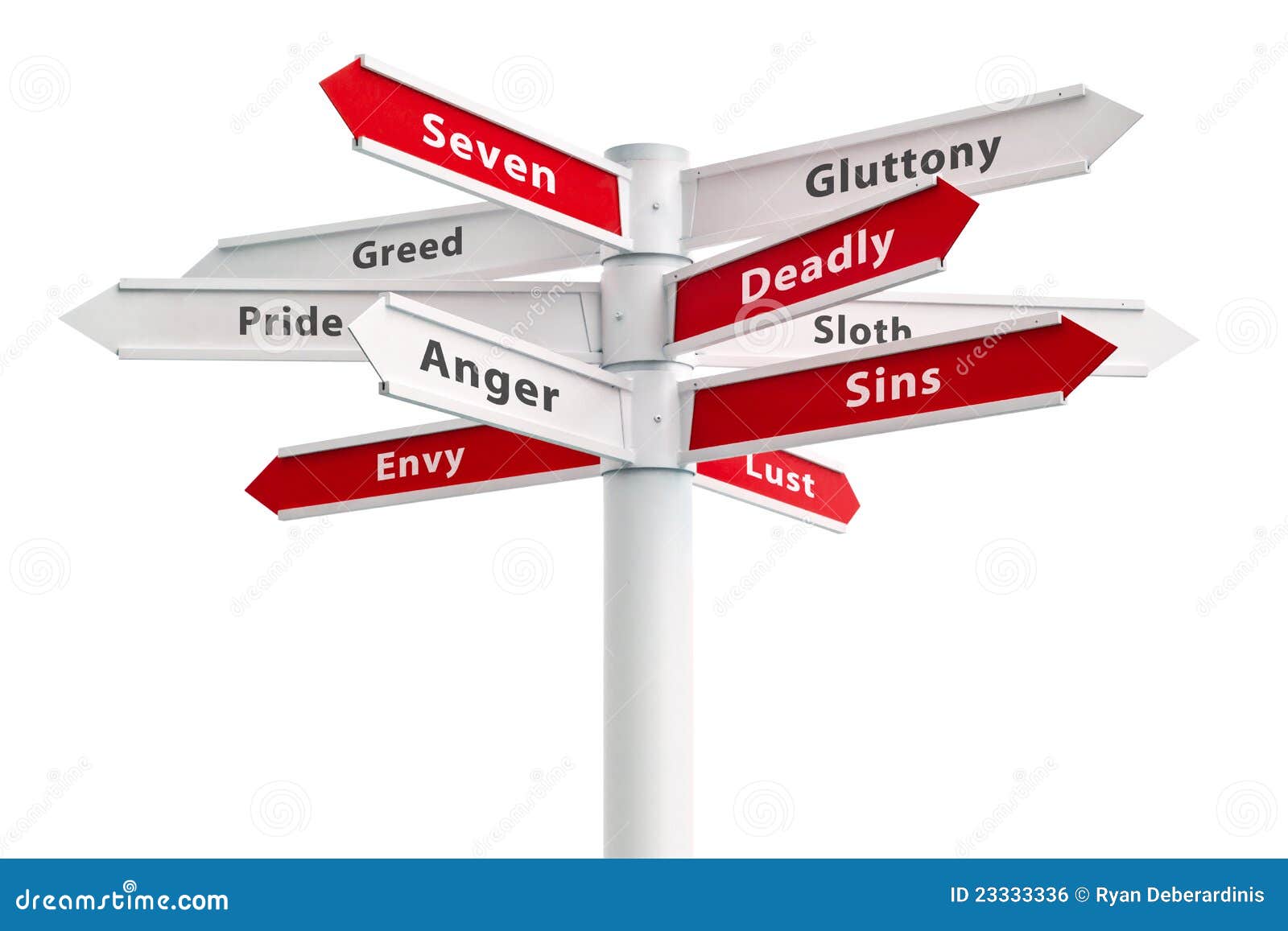 Seven Deadly Sins on Crossroads Sign Stock Photo - Image of arrows ...