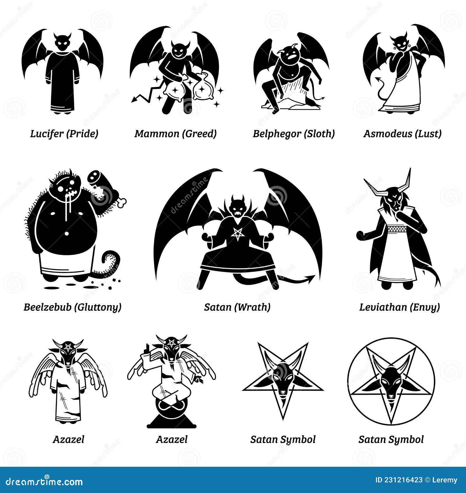 Seven Deadly Sins Devils and Satan. Stock Vector - Illustration of ... Seven Deadly Sins Devils and Satan. Stock Vector - Illustration of ...