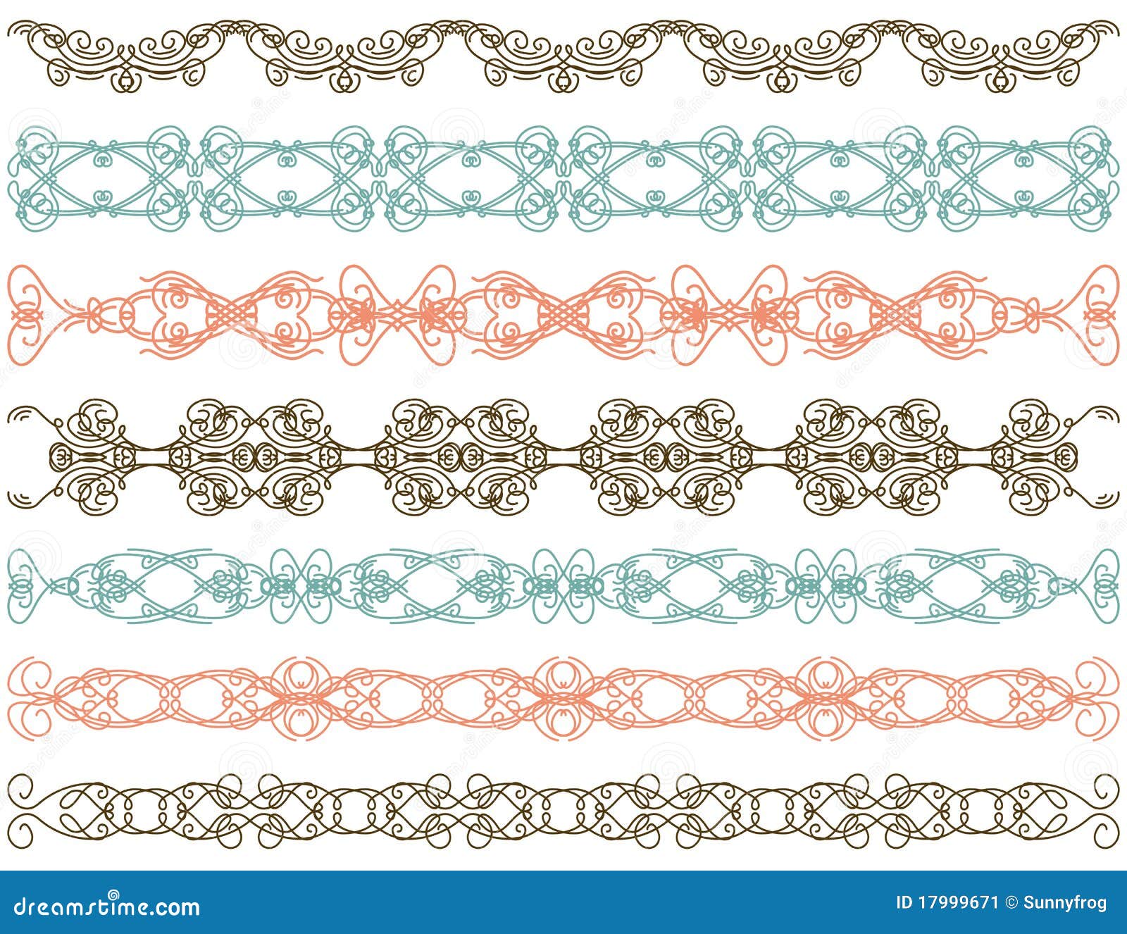 Seven decorative lines, stock vector. Illustration of decoration - 17999671