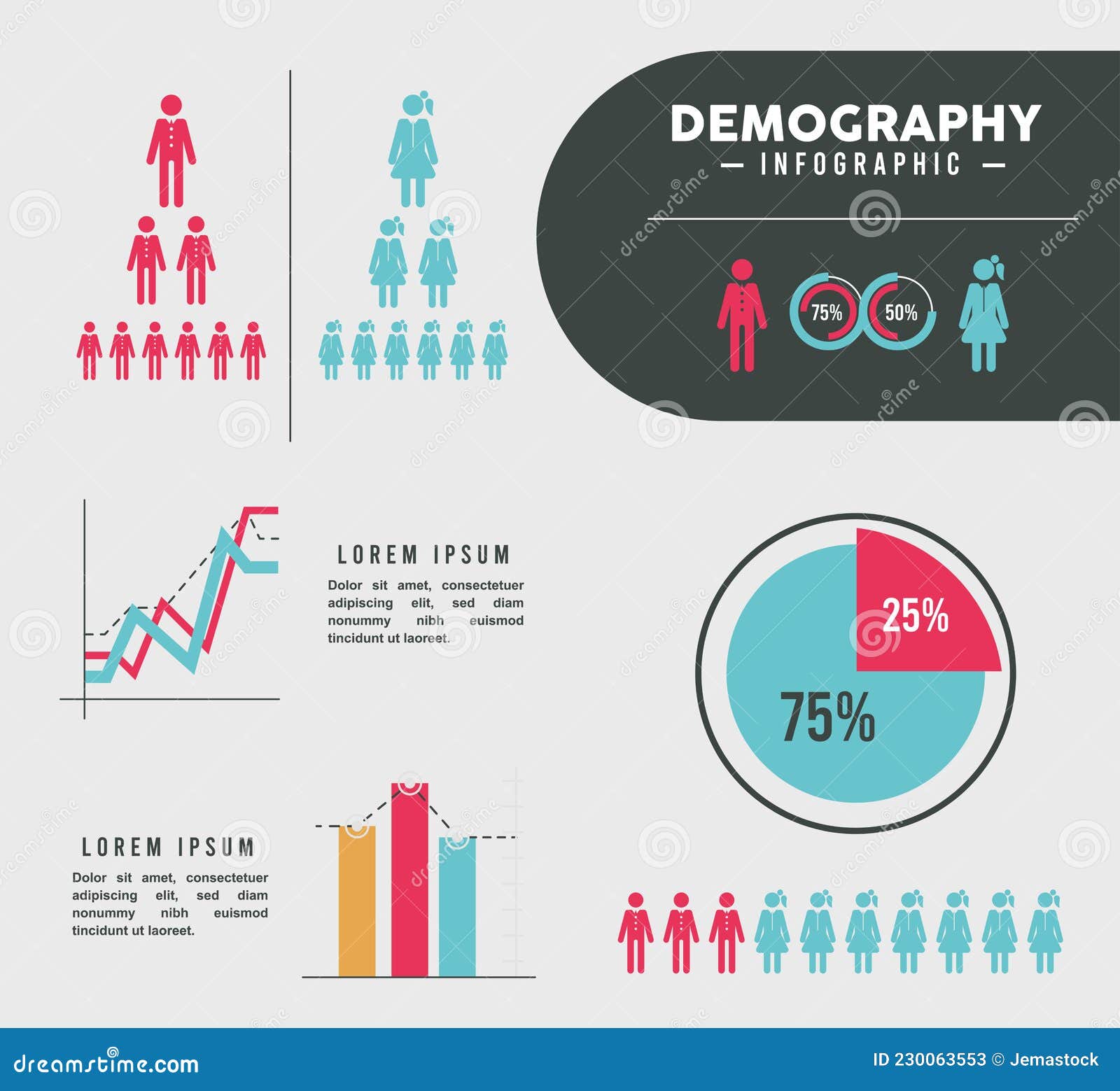 Six Demography Infographic Icons Cartoon Vector | CartoonDealer.com ...