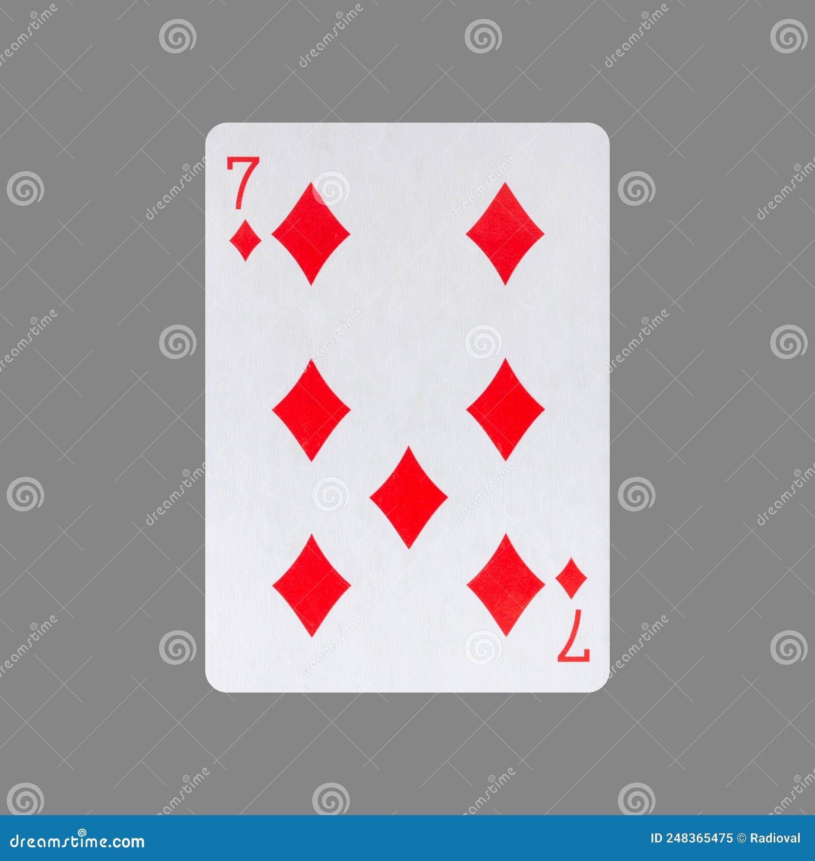 Seven of Diamonds. Isolated on a Gray Background. Gamble Stock ...