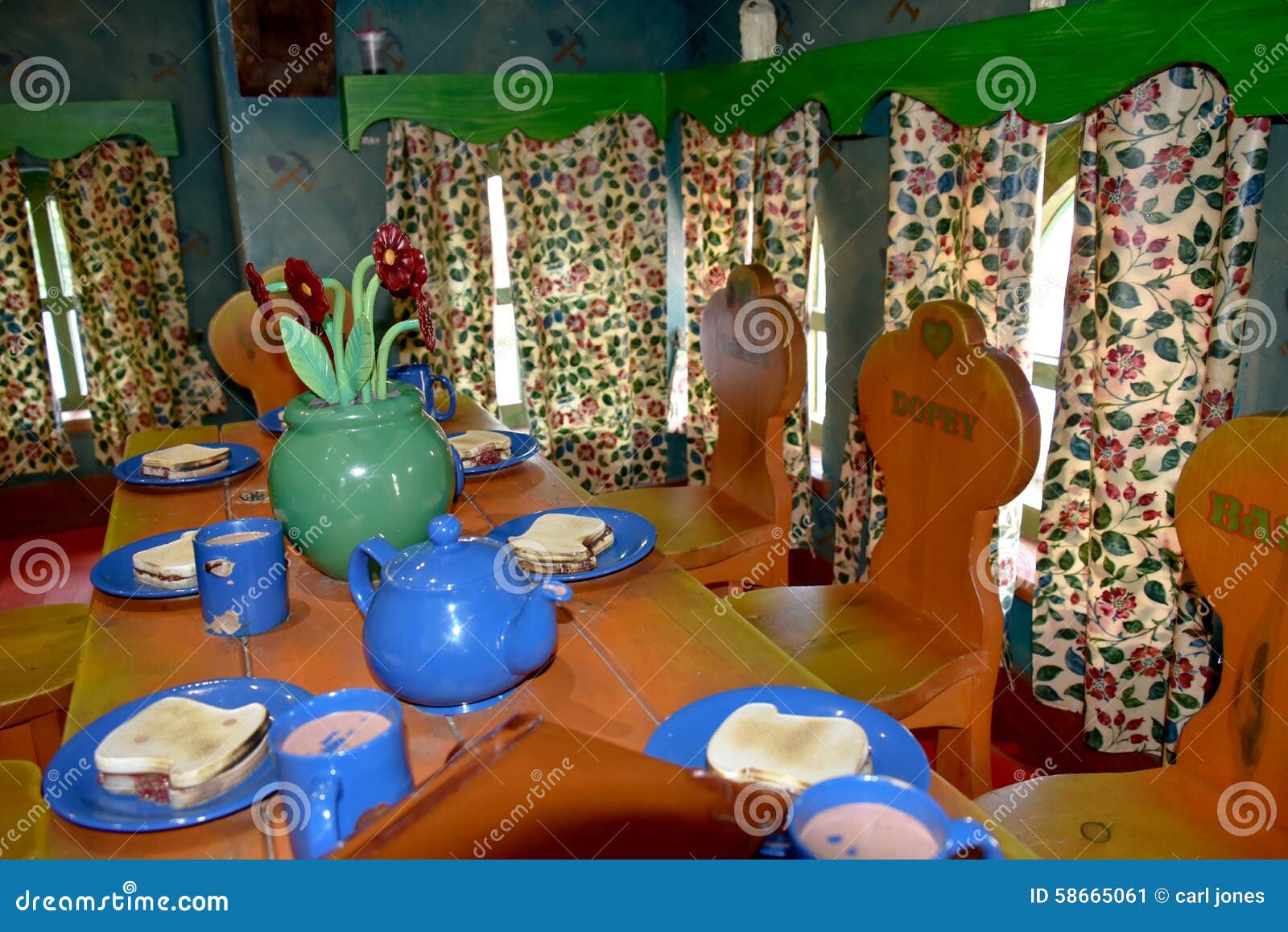 Seven dwarfs dinner table stock image. Image of house - 58665061